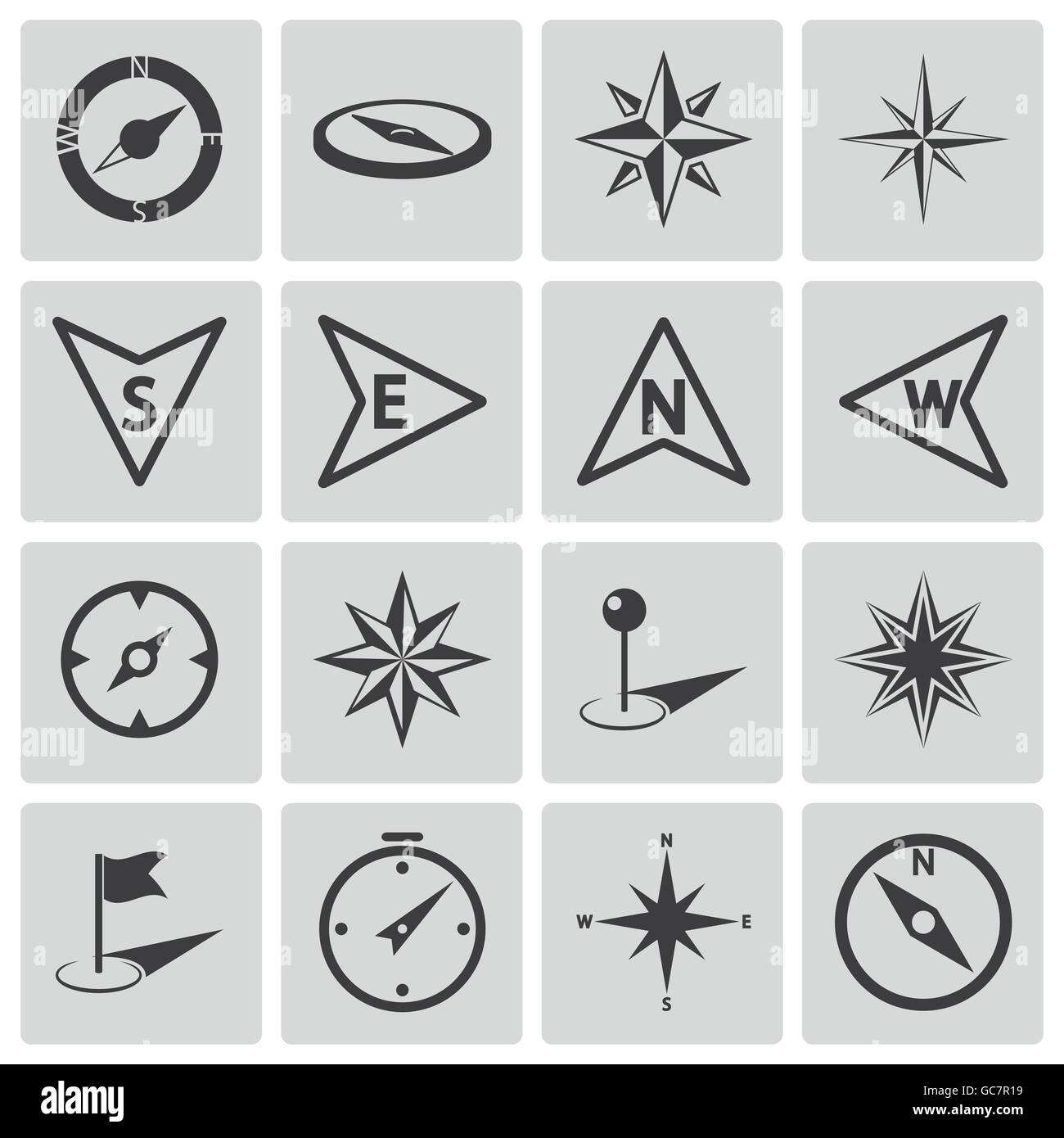 Vector Black Compass Icons Set Stock Vector Image & Art - Alamy