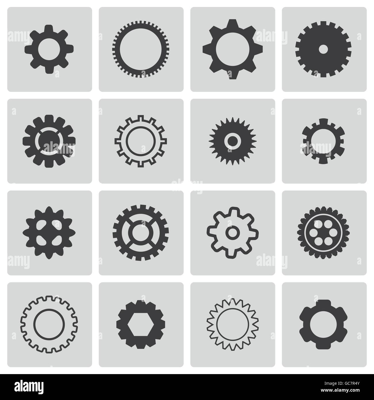 Vector Black Gears Icons Set Stock Vector Image & Art - Alamy