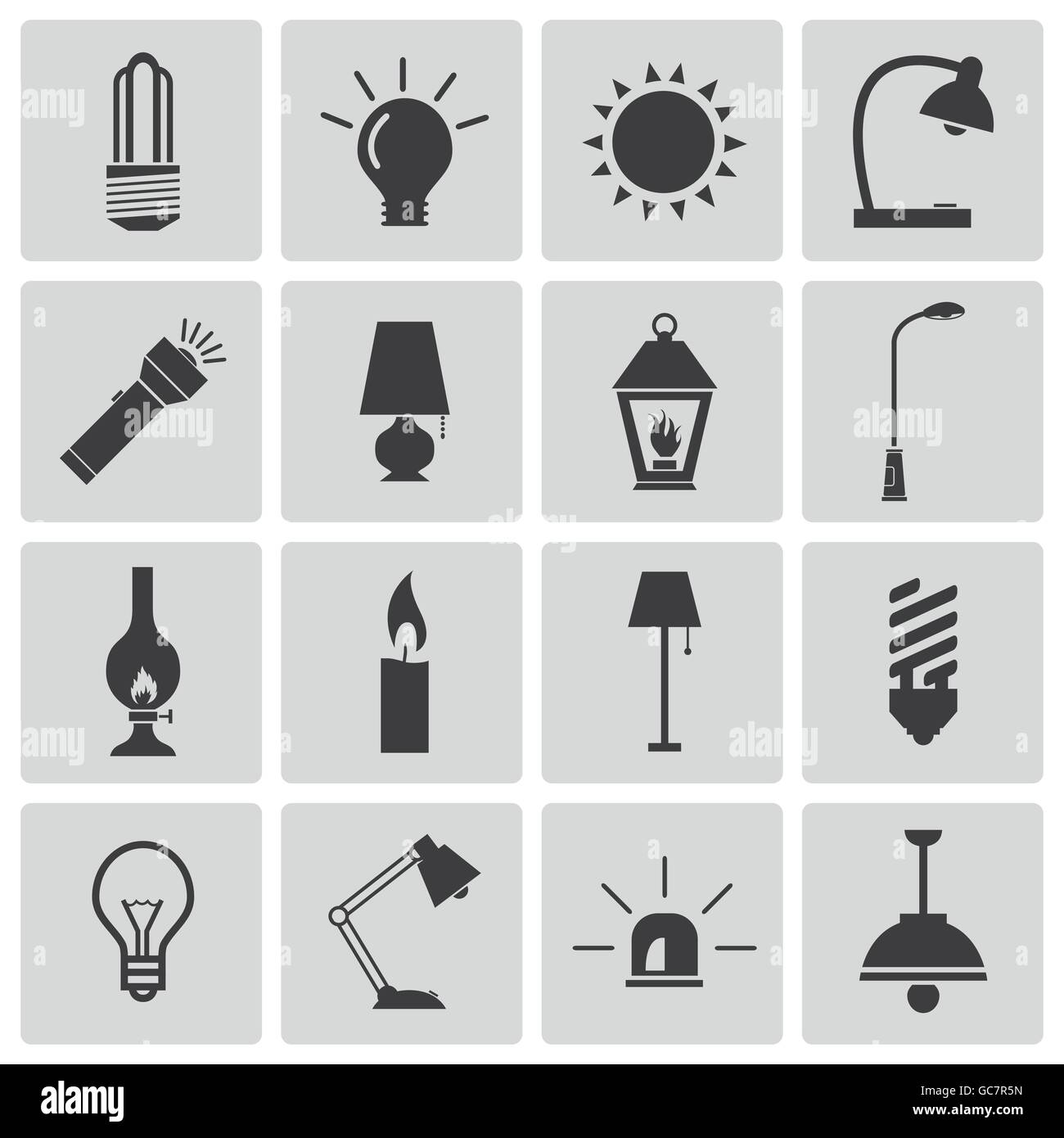 Lighting icons collection lamps hi-res stock photography and images - Alamy