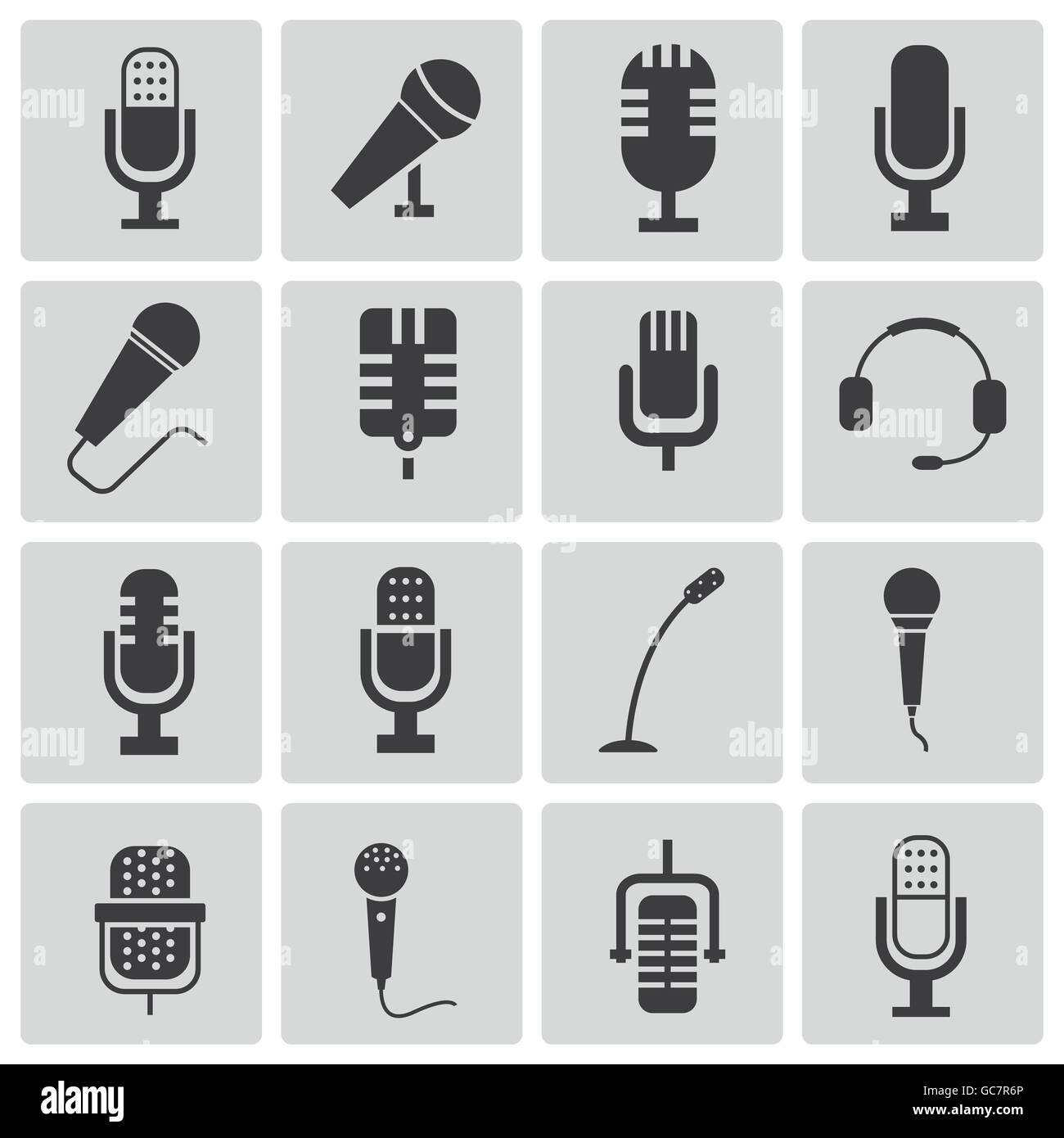Vector Black Microphone Icons Set Stock Vector Image & Art - Alamy