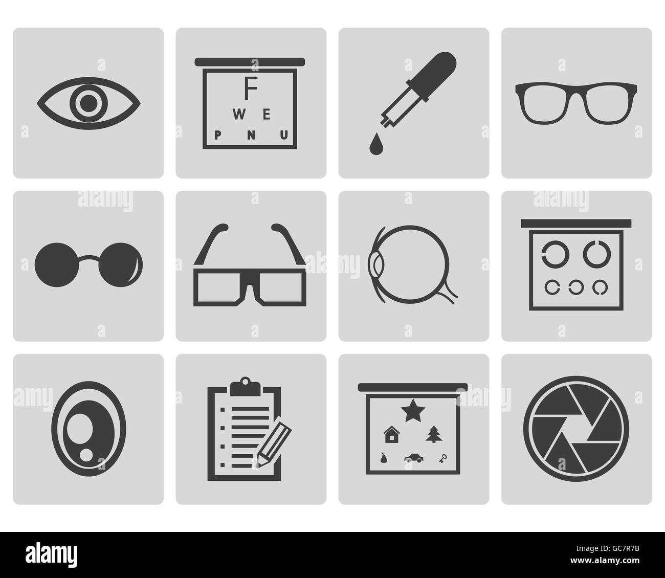 Vector black optometry icons set Stock Vector Image & Art - Alamy