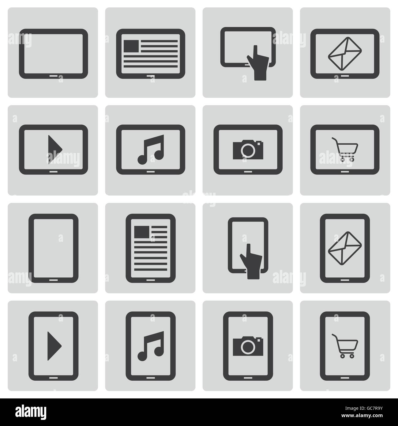 Vector Black Tablet Icons Set Stock Vector Image & Art - Alamy