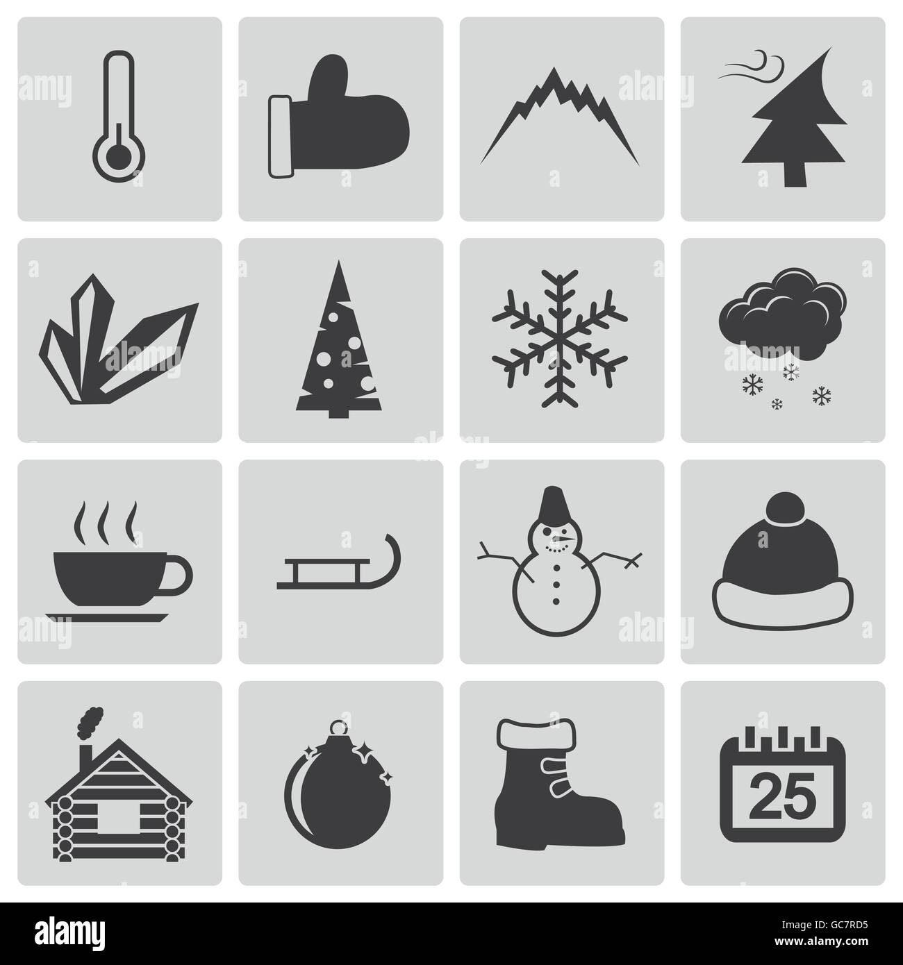 Vector black winter icons set Stock Vector Image & Art - Alamy