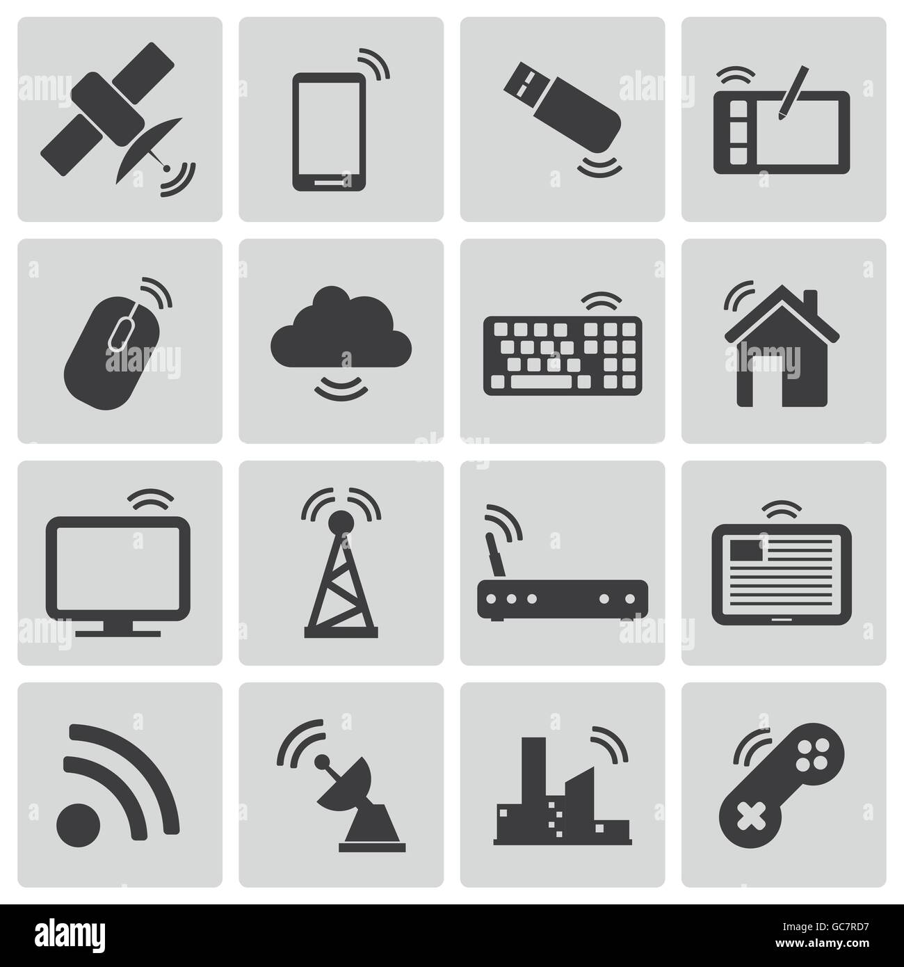 Vector Black Wireless Icons Set Stock Vector Image & Art - Alamy