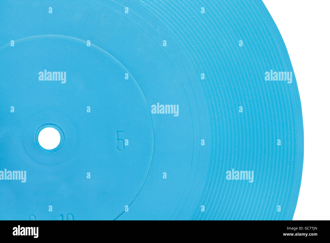 blue transparent flexible record disc close up isolated on white ...