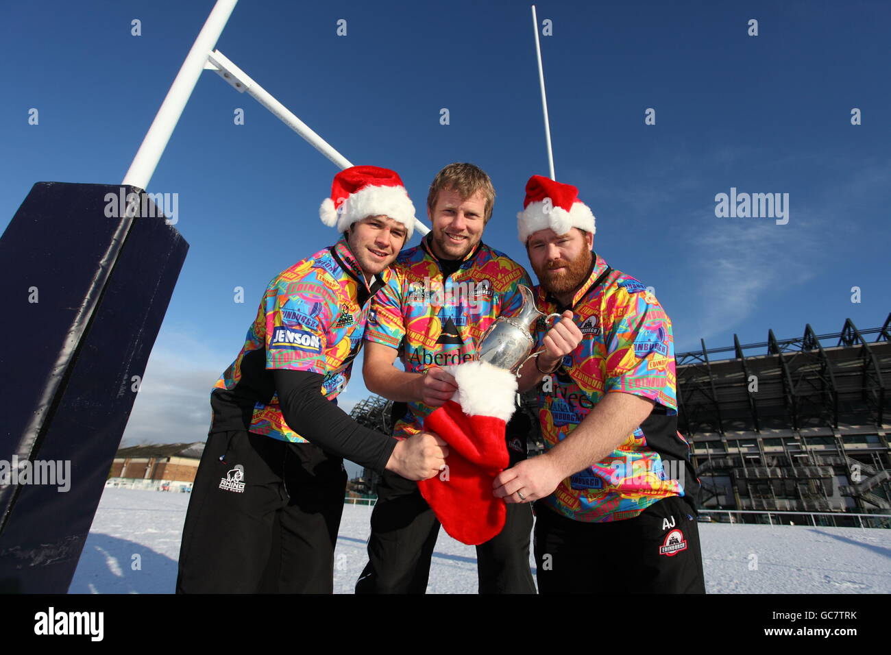 Edinburgh Rugby players (l-r) Alan MacDonald, Craig Hamilton and Allan ...