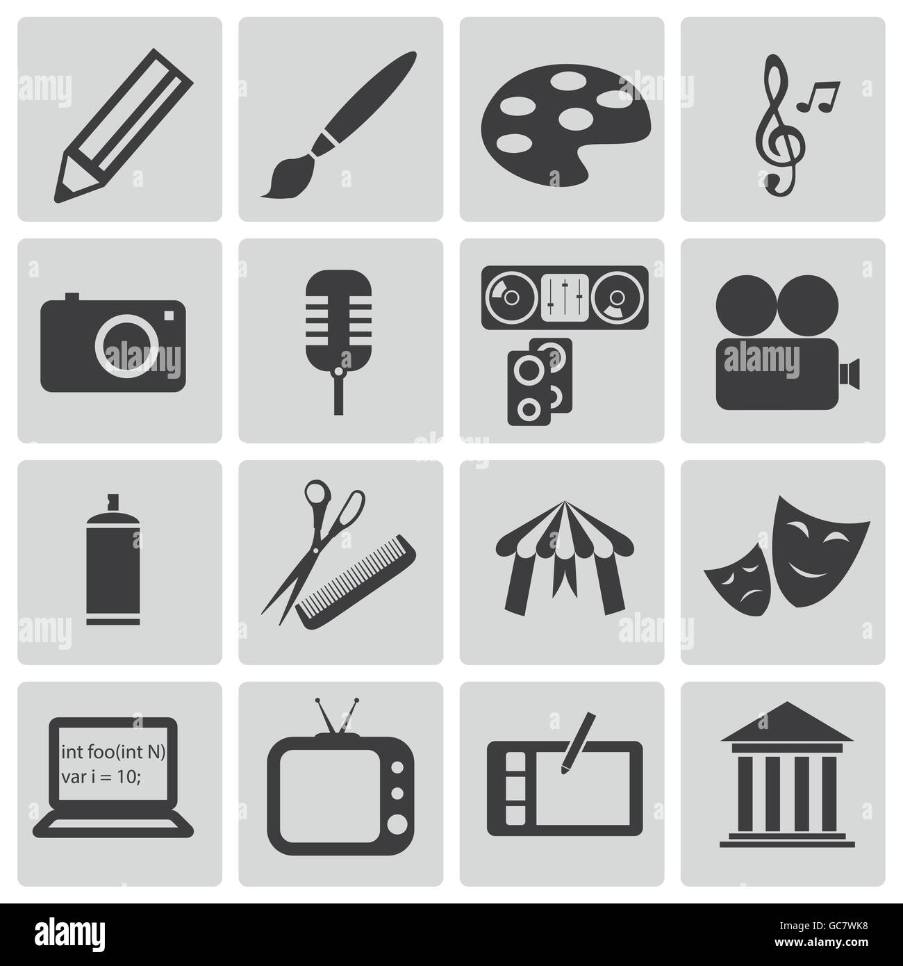 Vector black art icons set Stock Vector Image & Art - Alamy