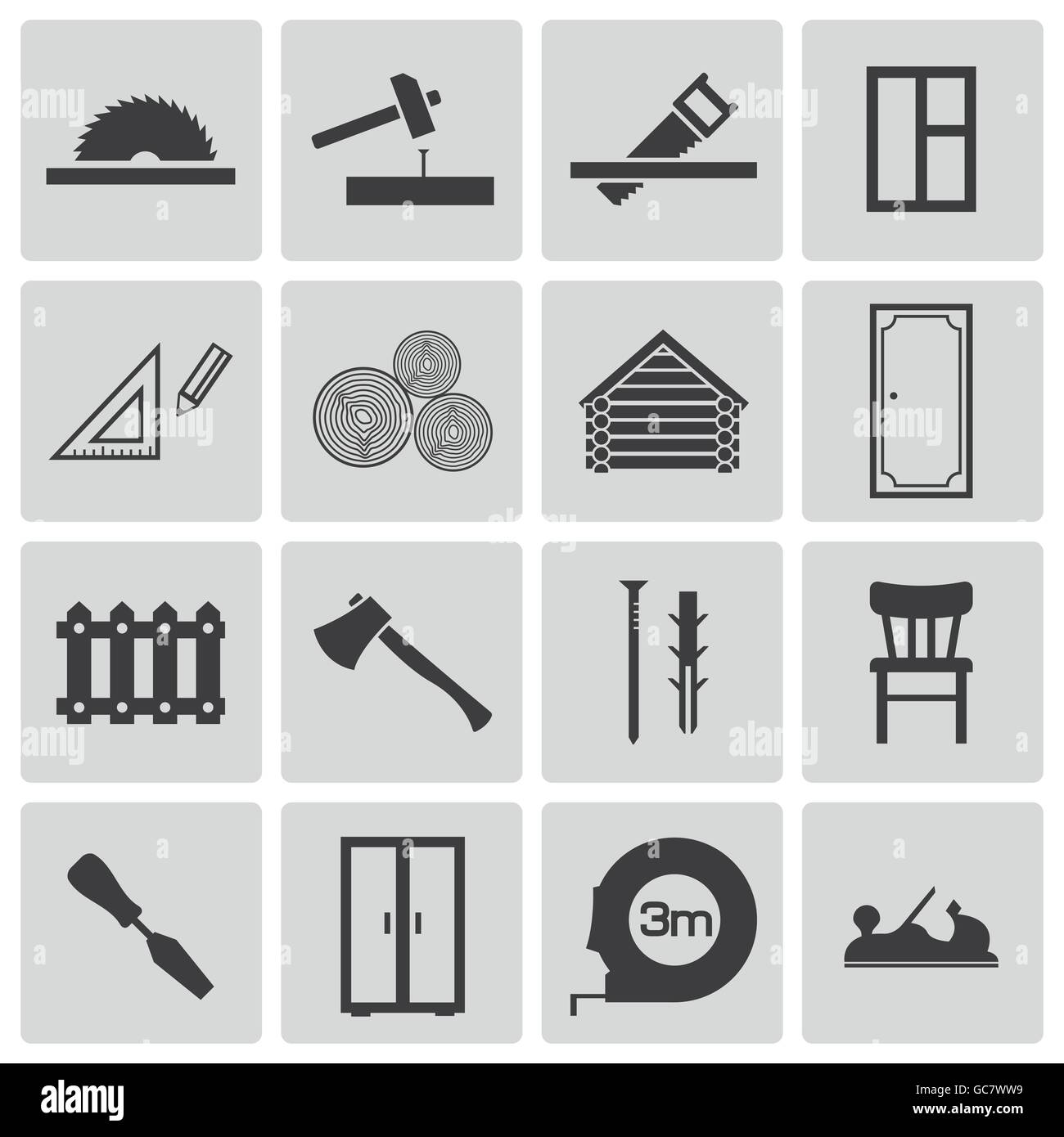 Vector black carpentry icons set Stock Vector Image & Art - Alamy