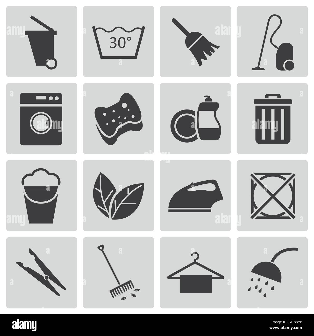 Vector black cleaning icons set Stock Vector Image & Art - Alamy