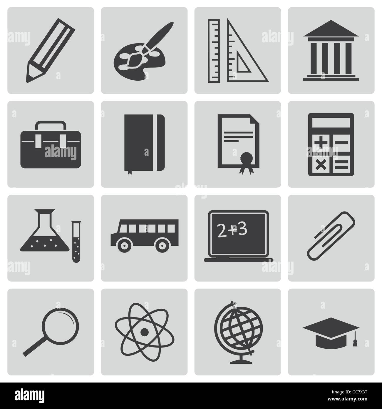 Vector black education icons set Stock Vector Image & Art - Alamy