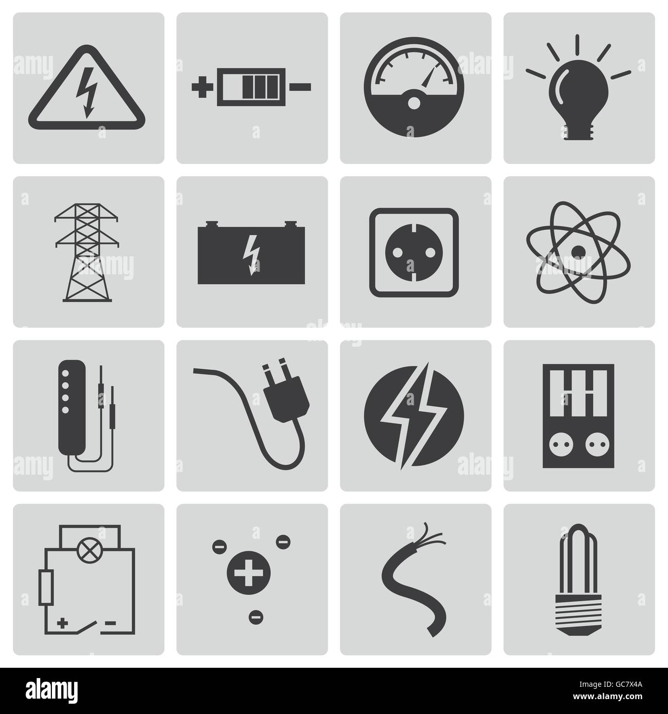 Vector black electricity icons set Stock Vector Image & Art - Alamy