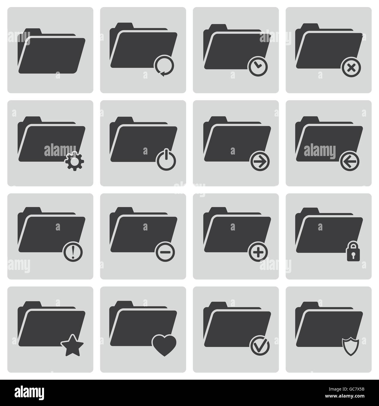 Vector black folder icons set Stock Vector Image & Art - Alamy