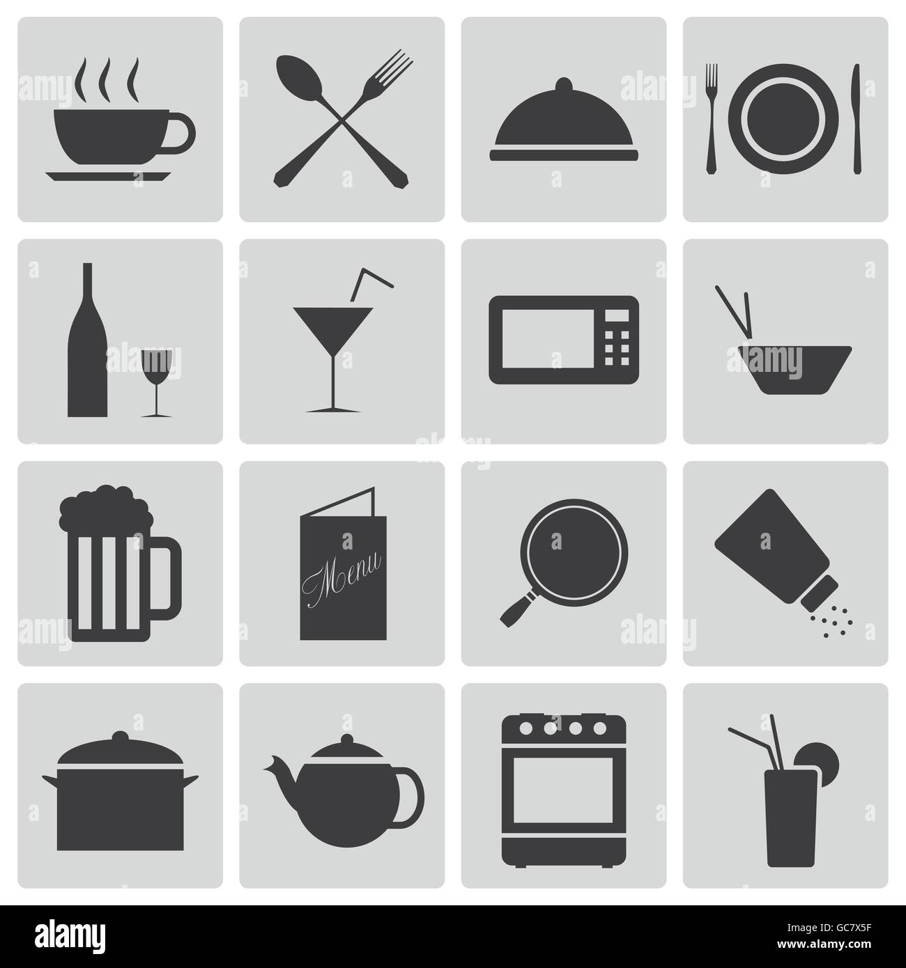 Vector black food icons set Stock Vector Image & Art - Alamy