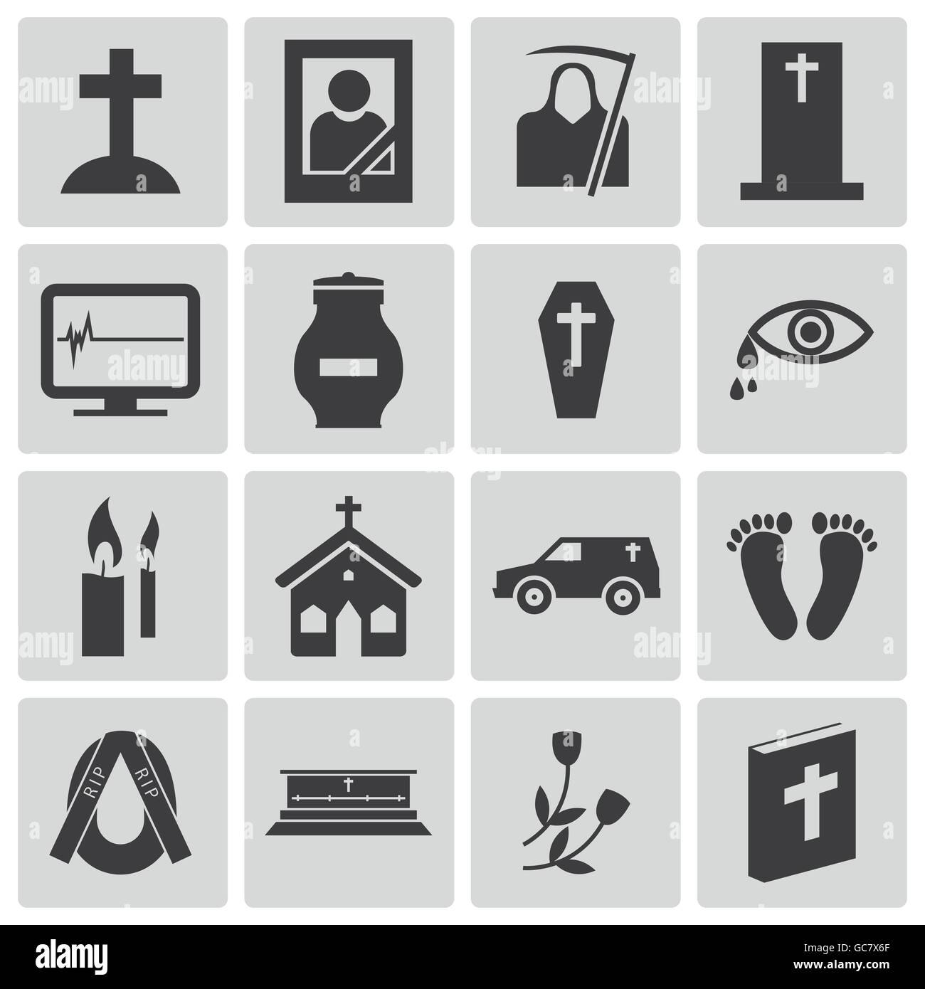 Vector black funeral icons set Stock Vector Image & Art - Alamy