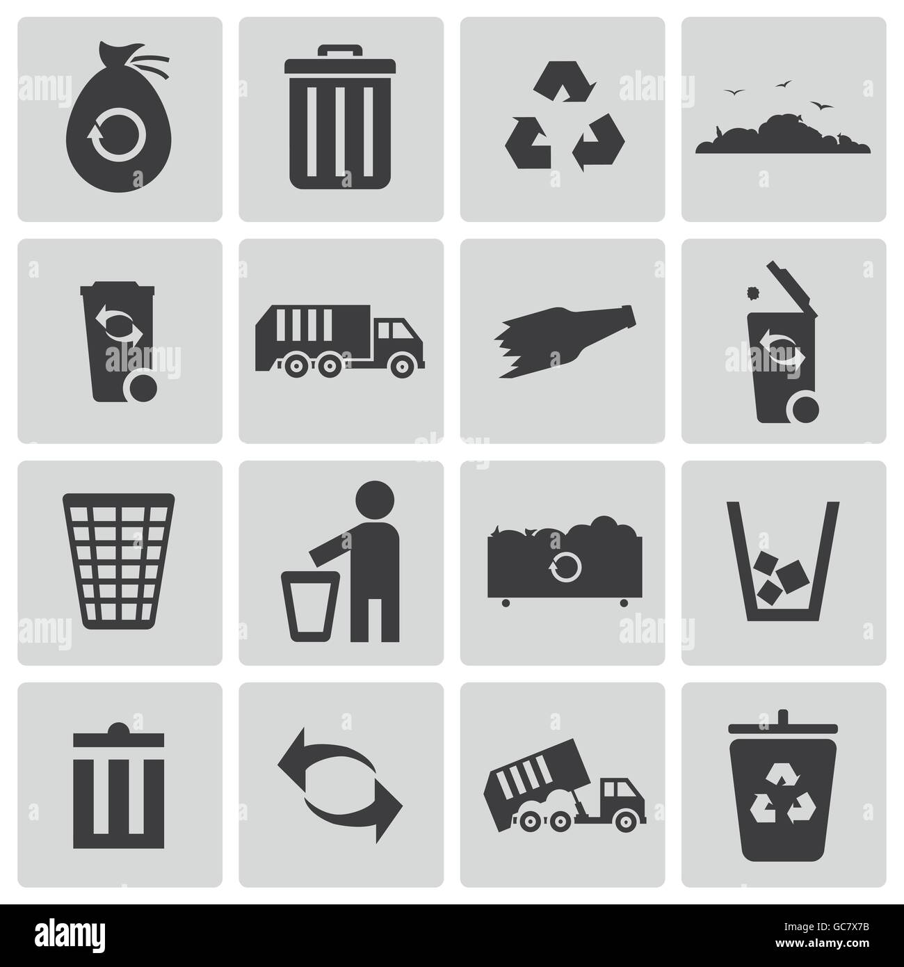 Vector black garbage icons set Stock Vector Image & Art - Alamy