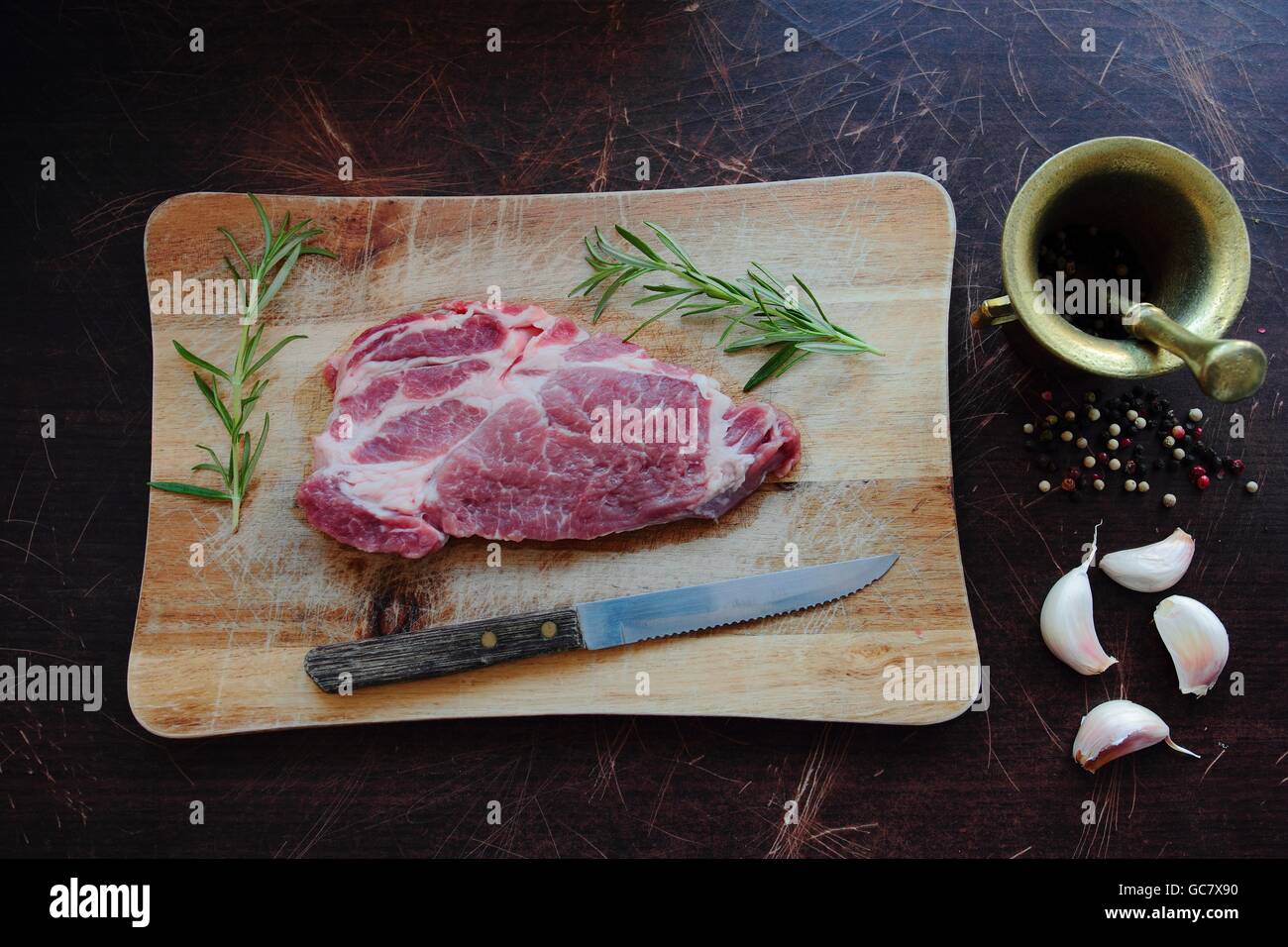 Fresh and raw pork meat with ingredients Stock Photo - Alamy