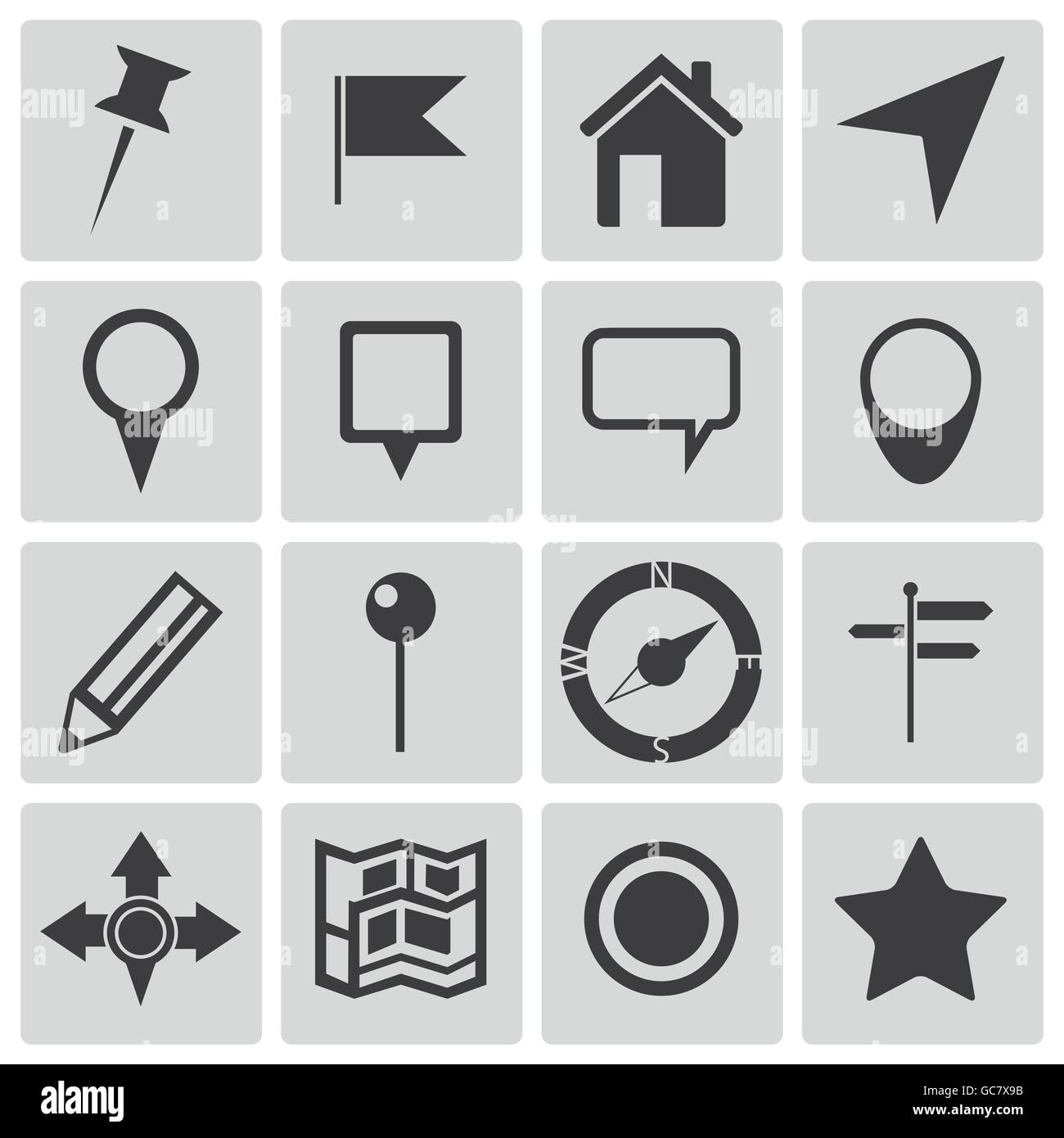 Vector Black Map Icons Set Stock Vector Image & Art - Alamy