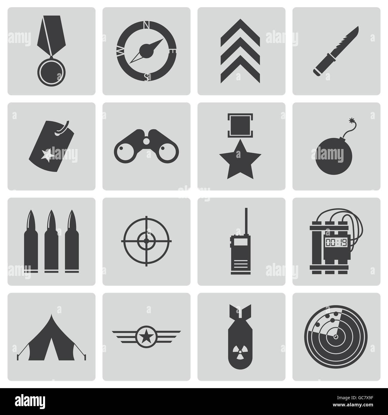 Vector Black Military Icons Set Stock Vector Image & Art - Alamy