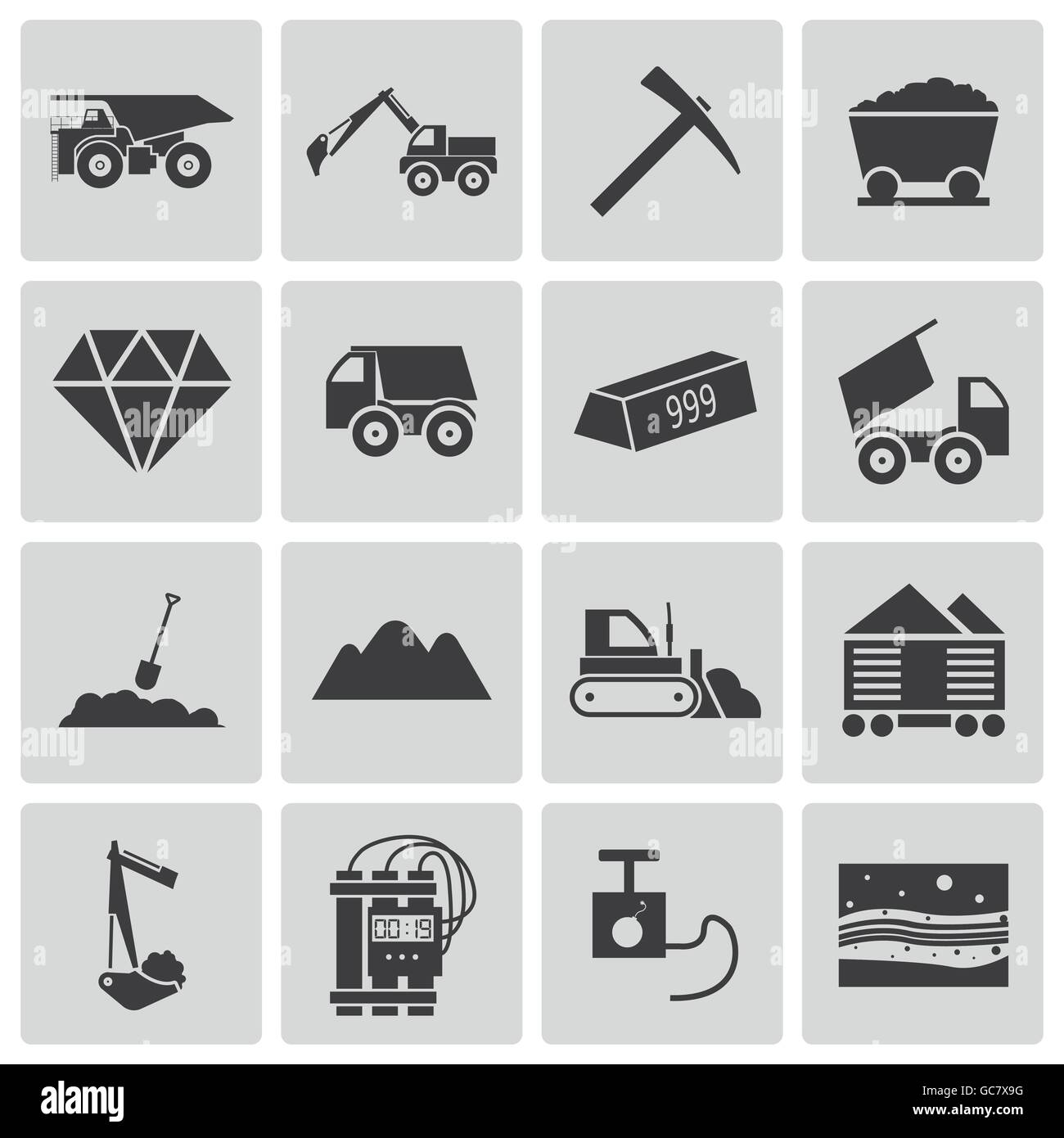Vector Black Mining Icons Set Stock Vector Image & Art - Alamy