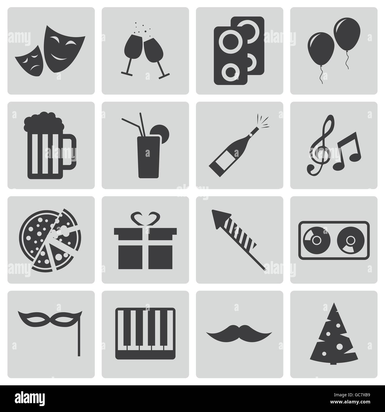 Vector Black Party Icons Set Stock Vector Image & Art - Alamy