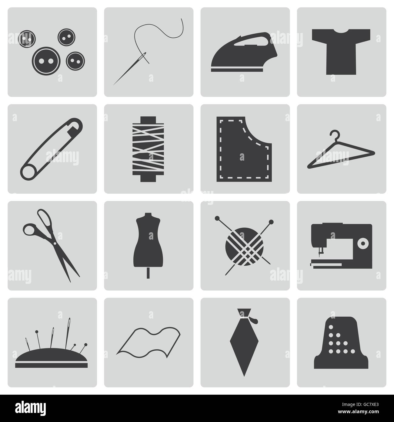 Vector Black Sewing Icons Set Stock Vector Image And Art Alamy