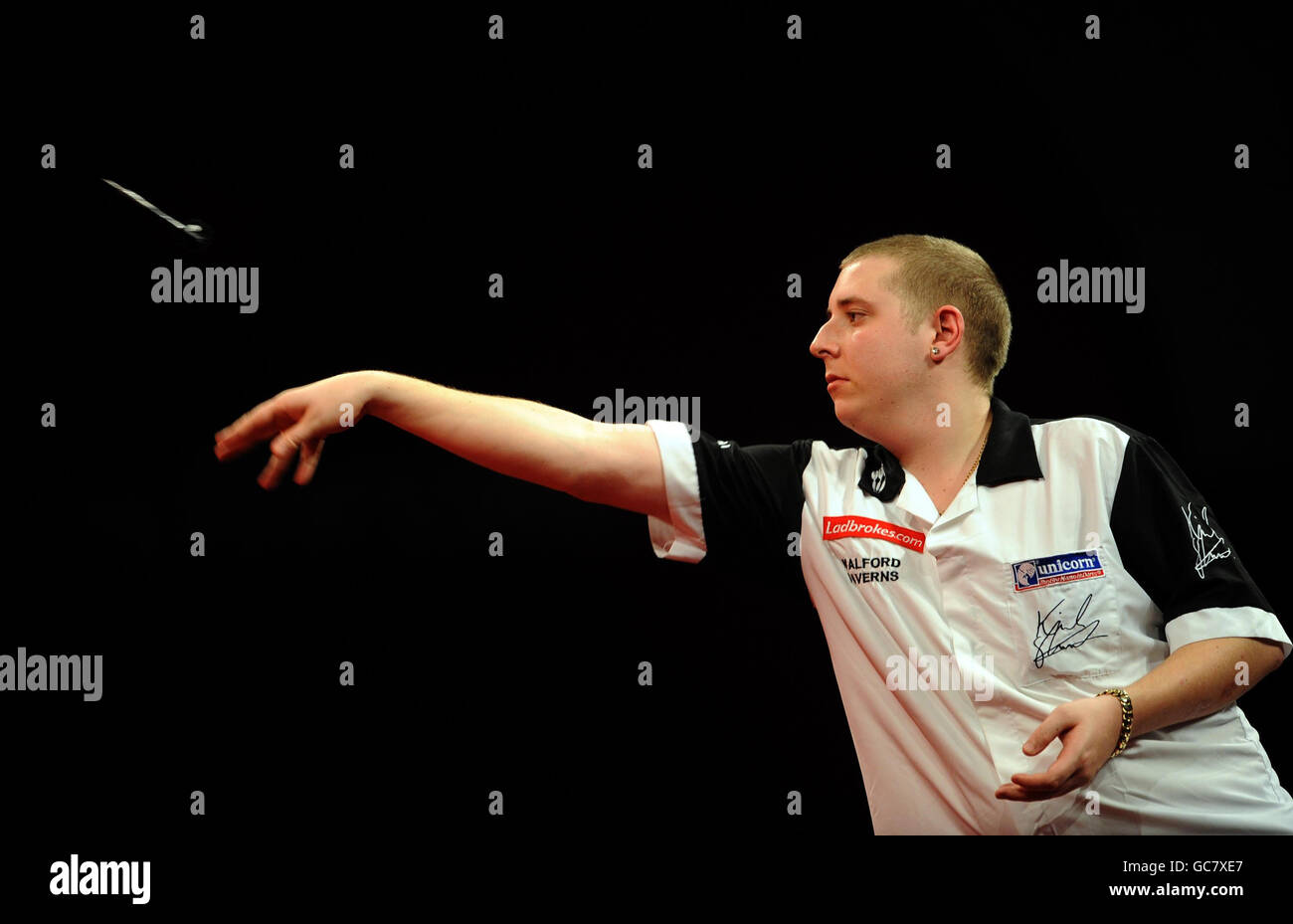 Kirk Shepherd in action during the Ladbrokes.com World Darts ...