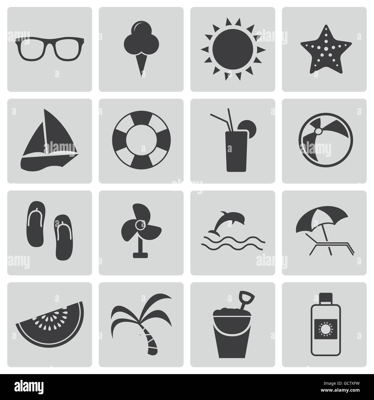 Vector Black Summer Icons Set Stock Vector Image & Art - Alamy
