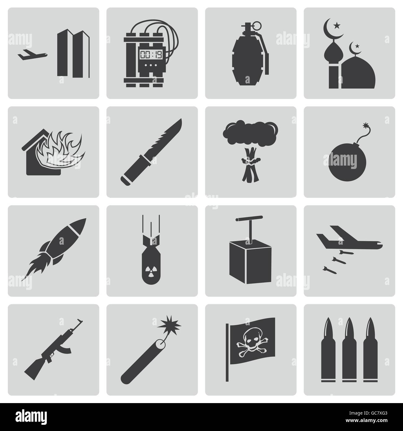 Vector Black Terrorism Icons set Stock Vector Image & Art - Alamy