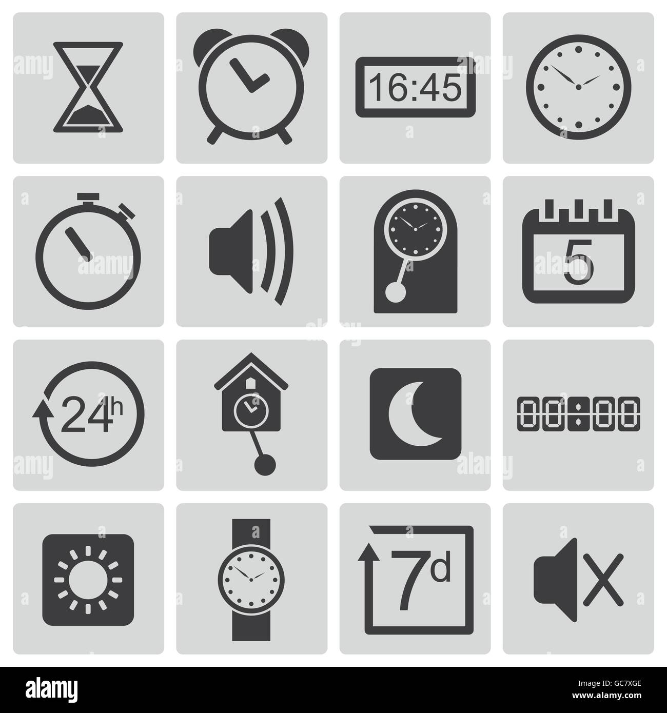 Vector black time icons set Stock Vector Image & Art - Alamy