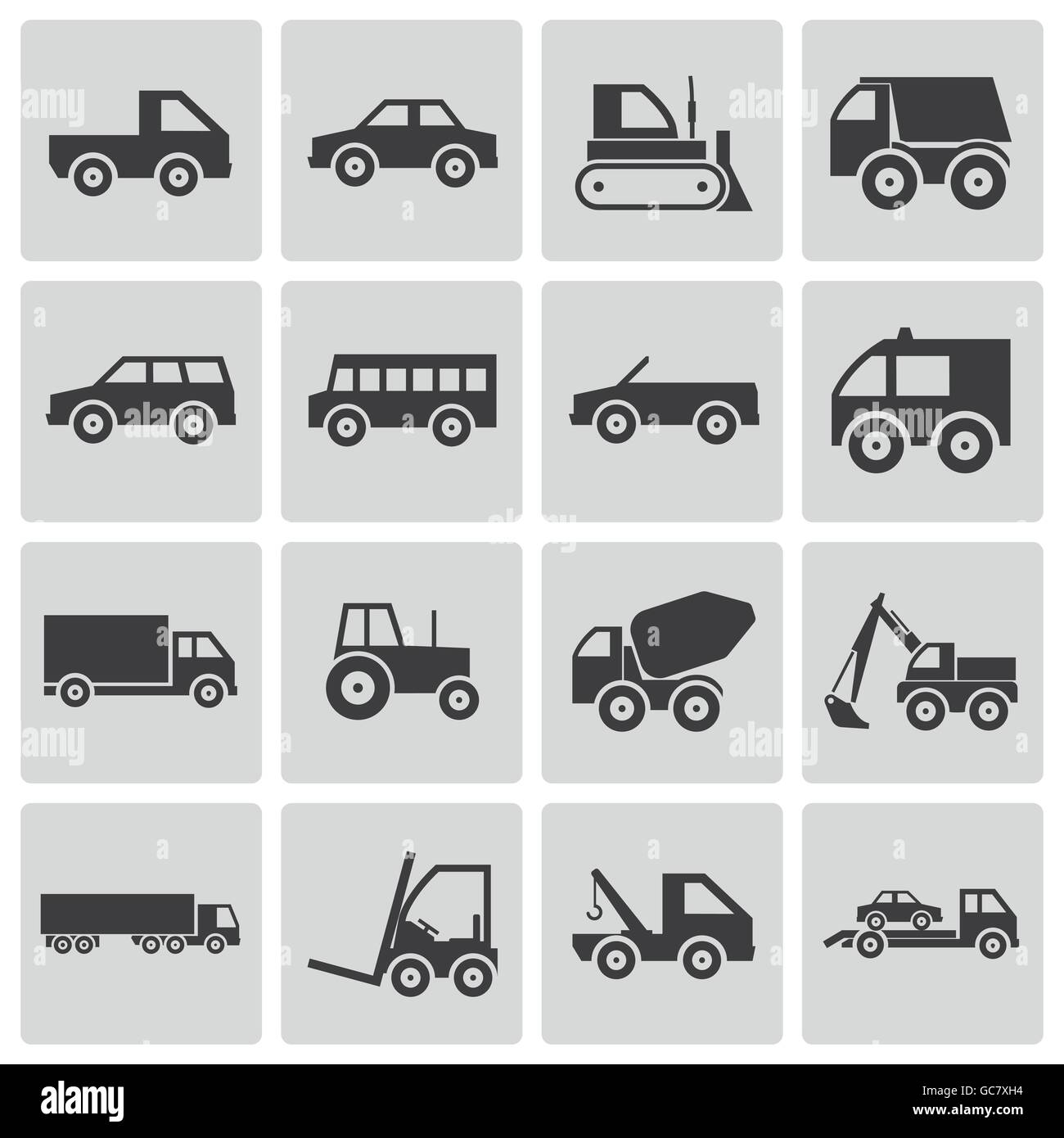 Vector Black Vehicle Icons Set Stock Vector Image & Art - Alamy