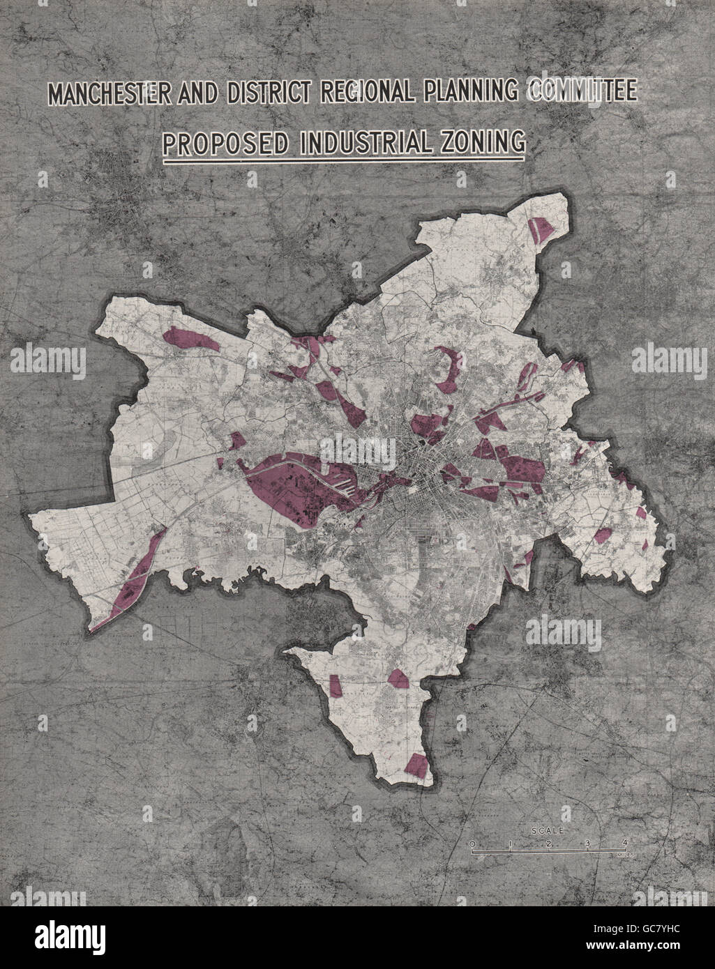 MANCHESTER PLAN 1945. Proposed Industrial Zoning, 1945 vintage map ...