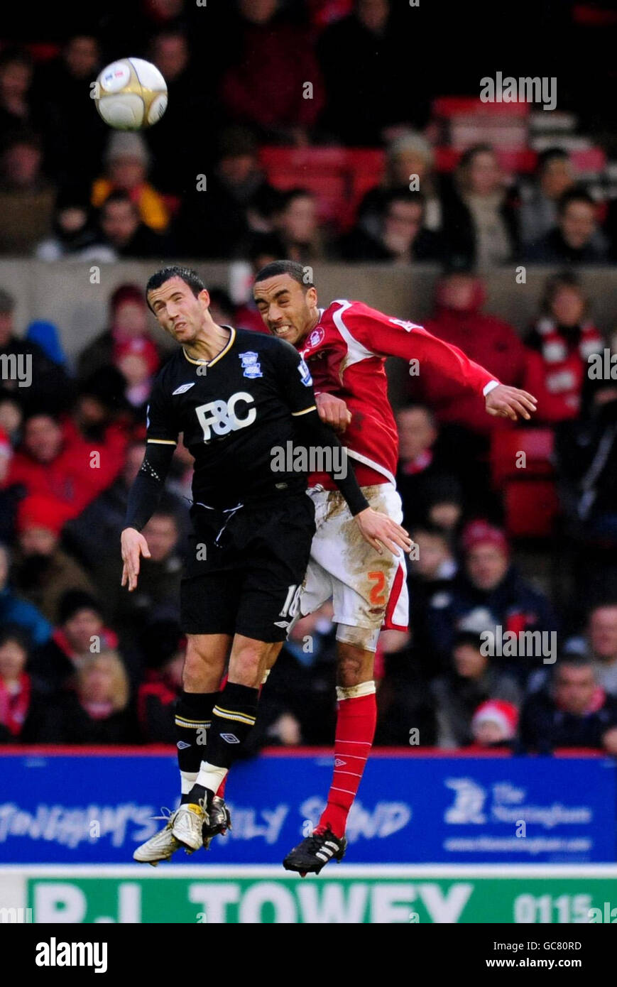 Birmingham City's Keith Fahey (left) and Nottingham Forest's James ...