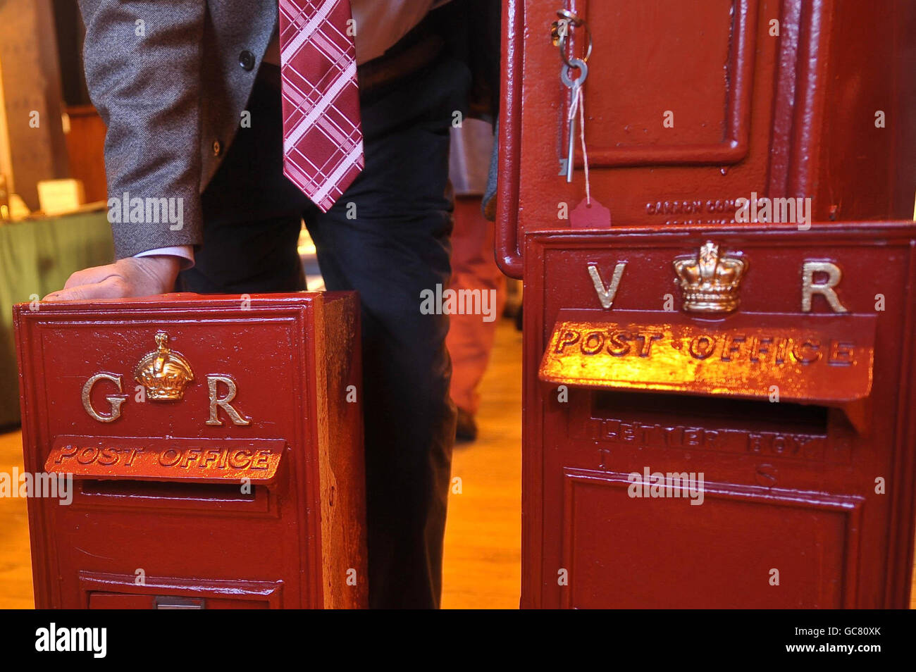 Three red Royal Mail post boxes, including a Victorian one (bottom ...