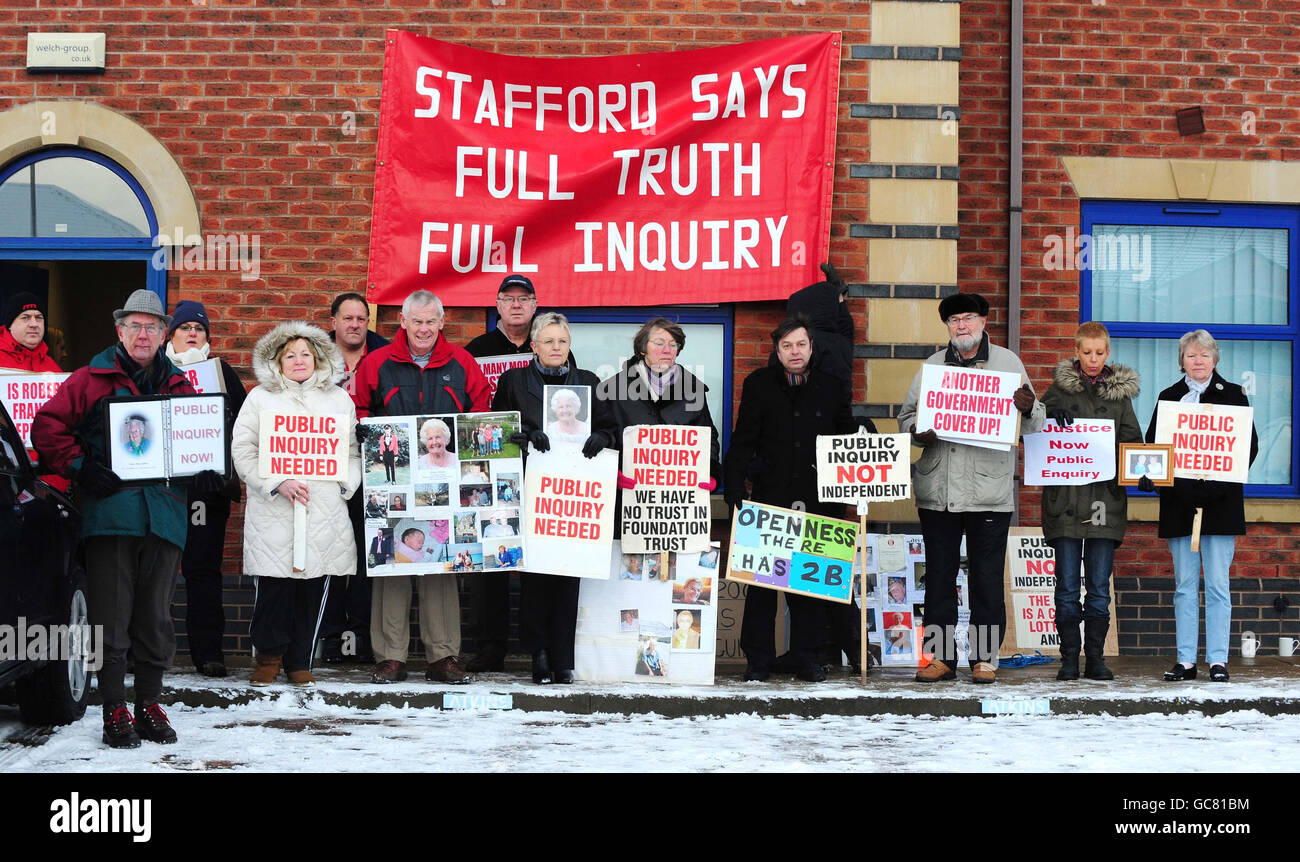 Members of Cure the NHS demonstrate outside Stafford Hospital, during ...