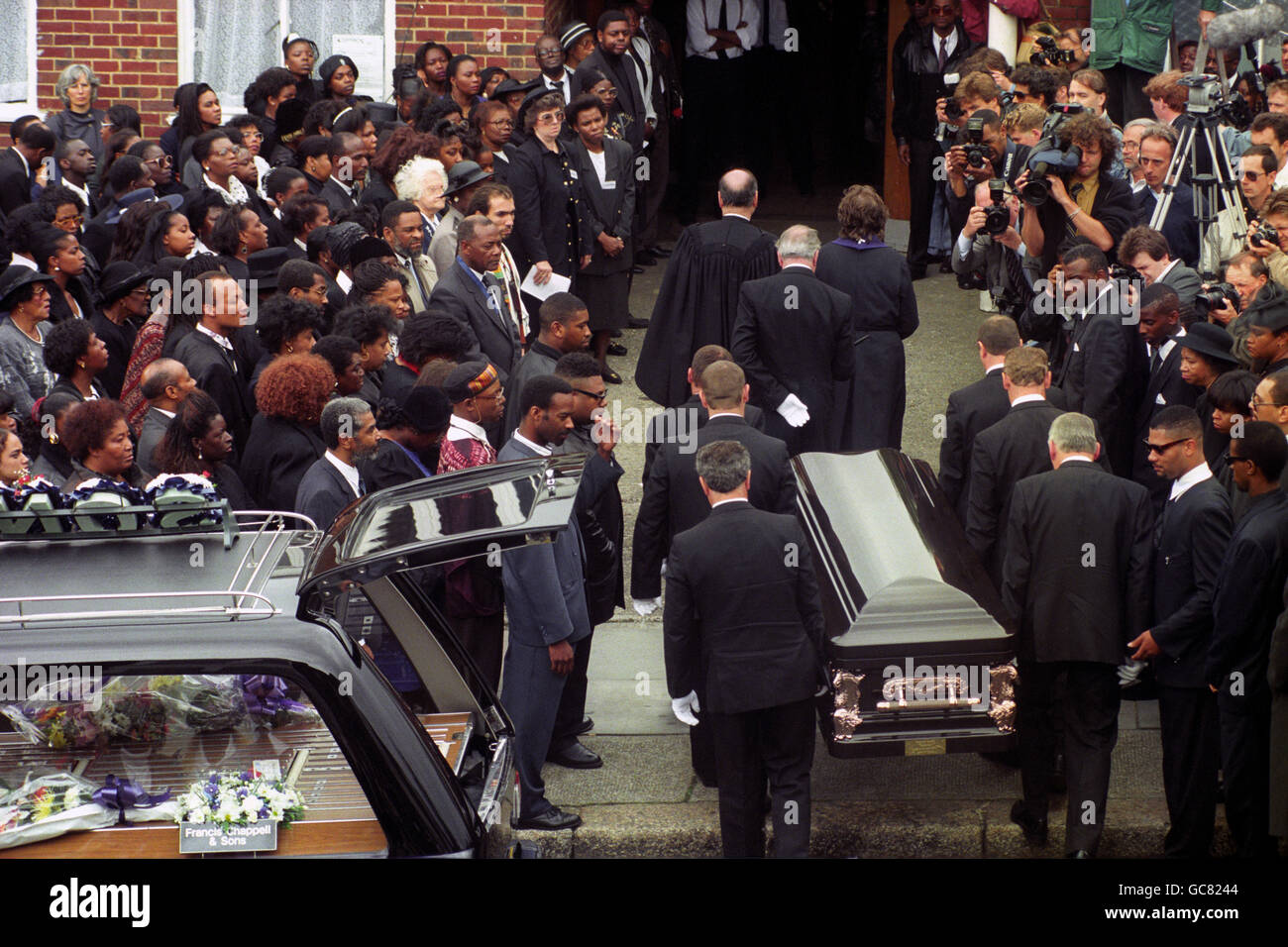THE COFFIN OF STEPHEN LAWRENCE WHO WAS STABBED TO DEATH IN WHAT WAS ...