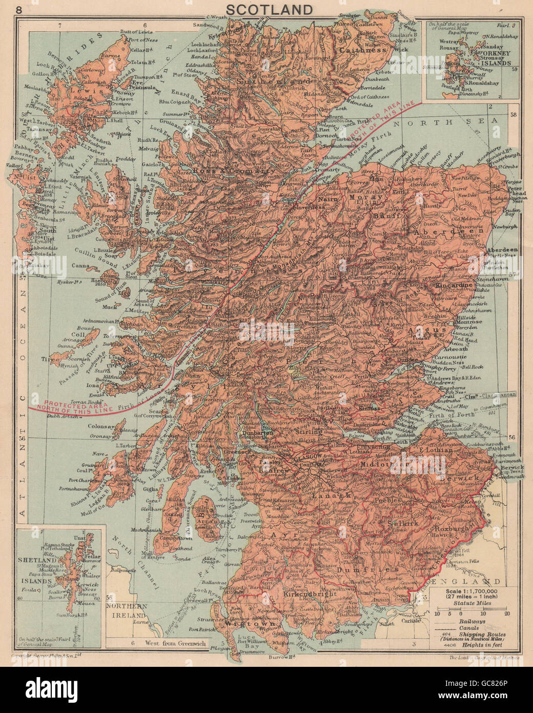 WORLD WAR 2. 1940 Scotland. Shows aliens protected area in Highlands ...