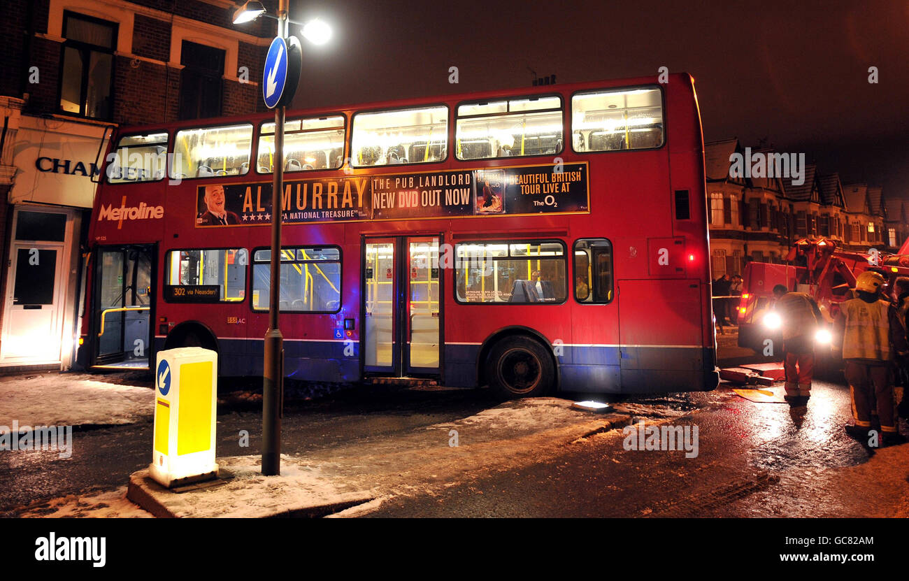 Double decker bus on the 302 route in north west london hi-res stock ...