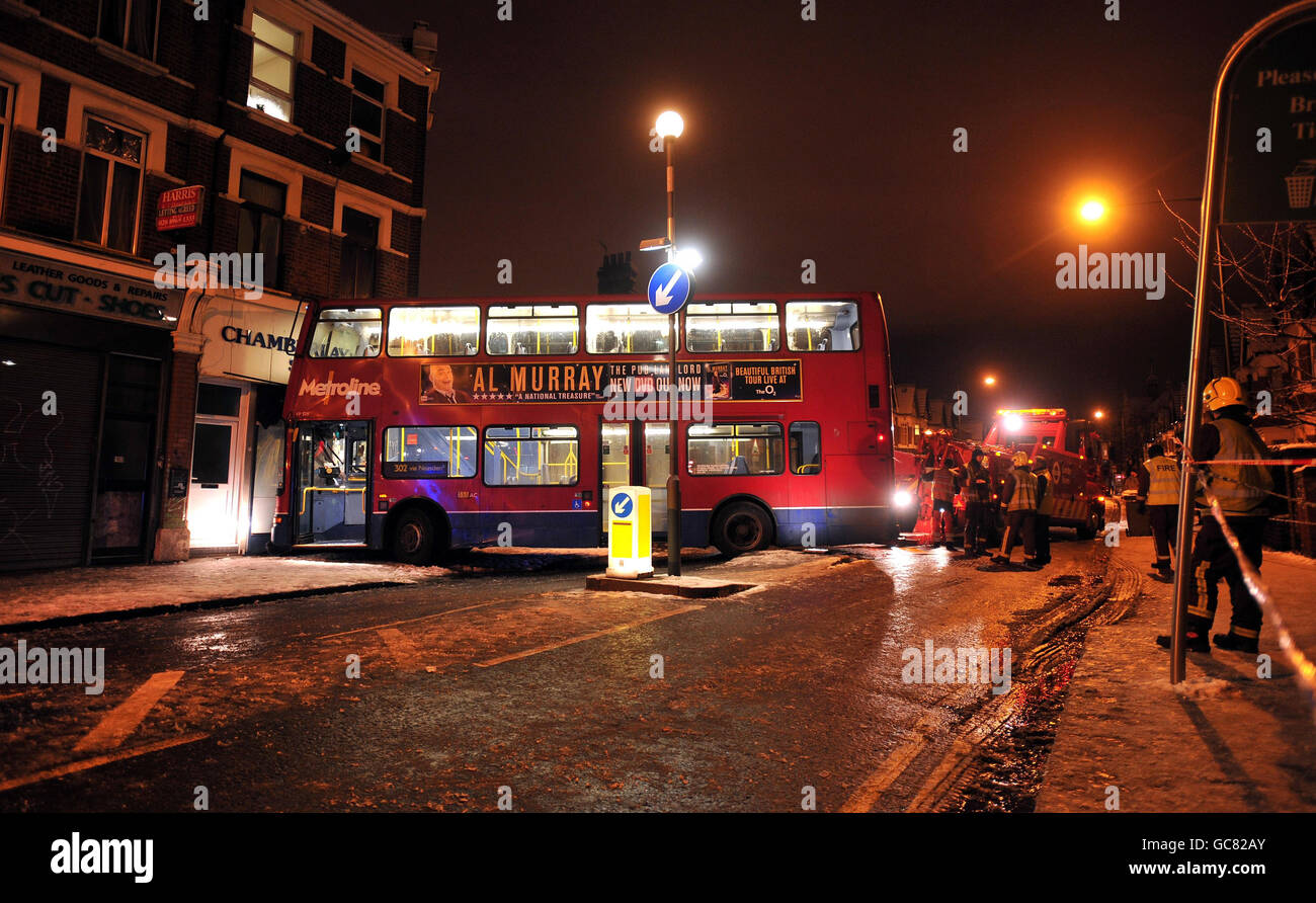 A double-decker bus on the 302 route in north west London, after it ...
