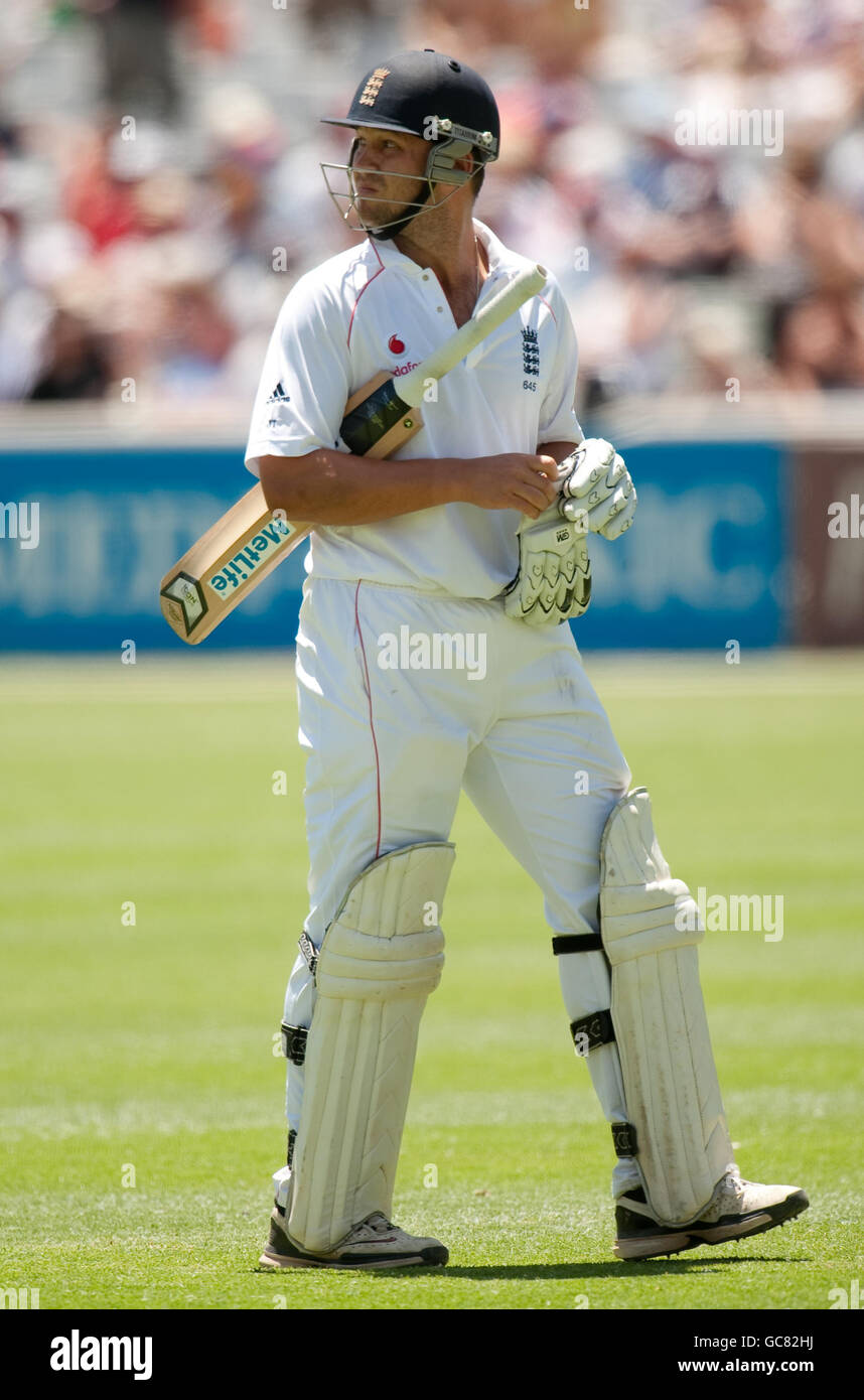 England's Jonathan Trott is bowled by South Africa's Dale Steyn during ...