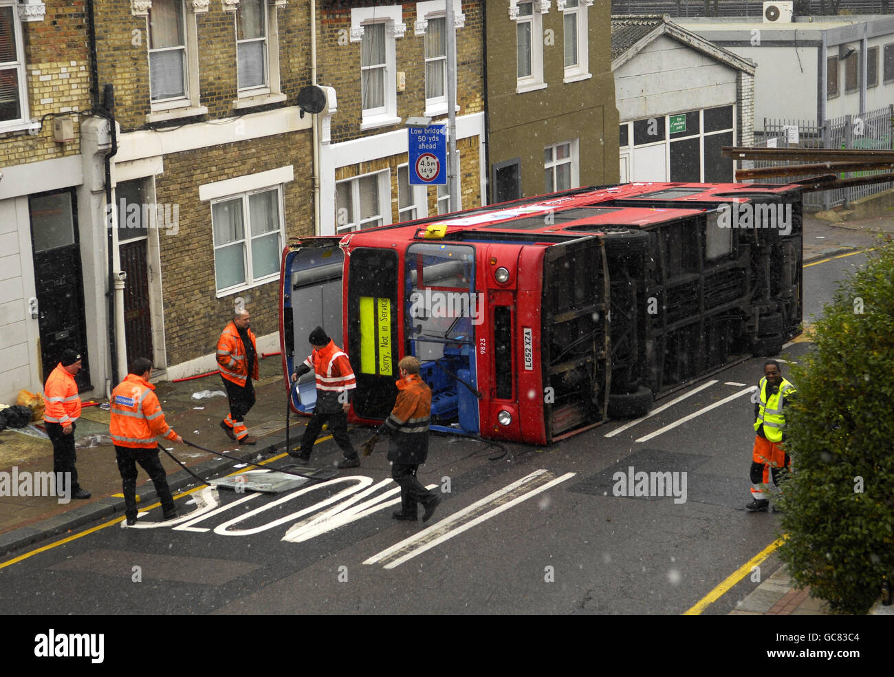 Clapham bus crash Stock Photo - Alamy