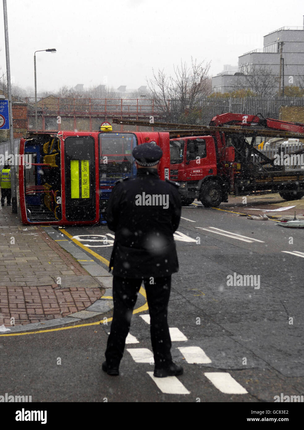 Clapham bus crash Stock Photo - Alamy