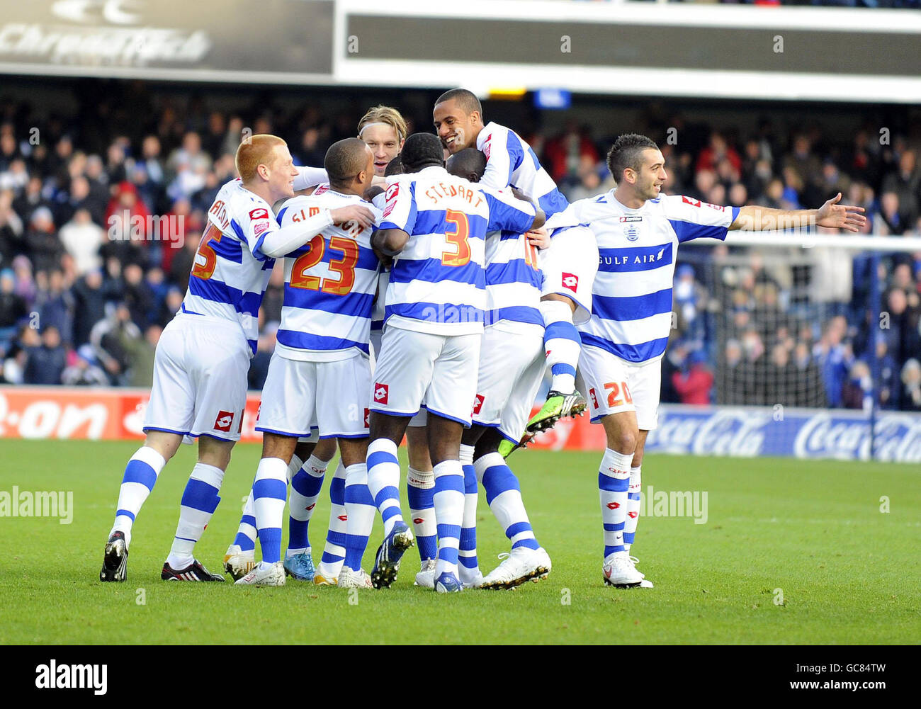 Soccer qpr players celebrates celebrating happy footballers score goal ...