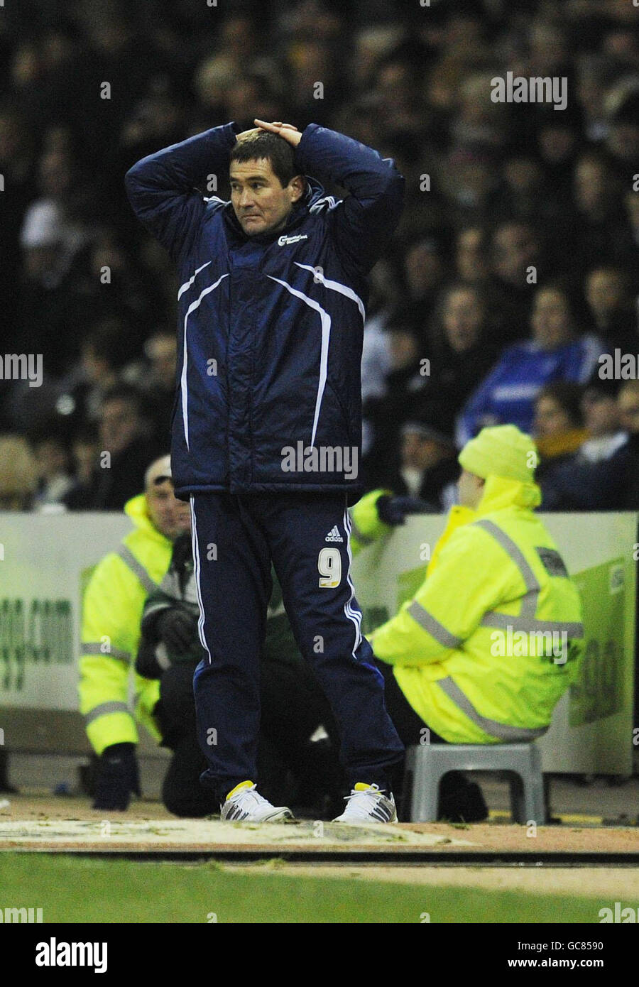 Derby County manager Nigel Clough during the Coca-Cola Championship ...