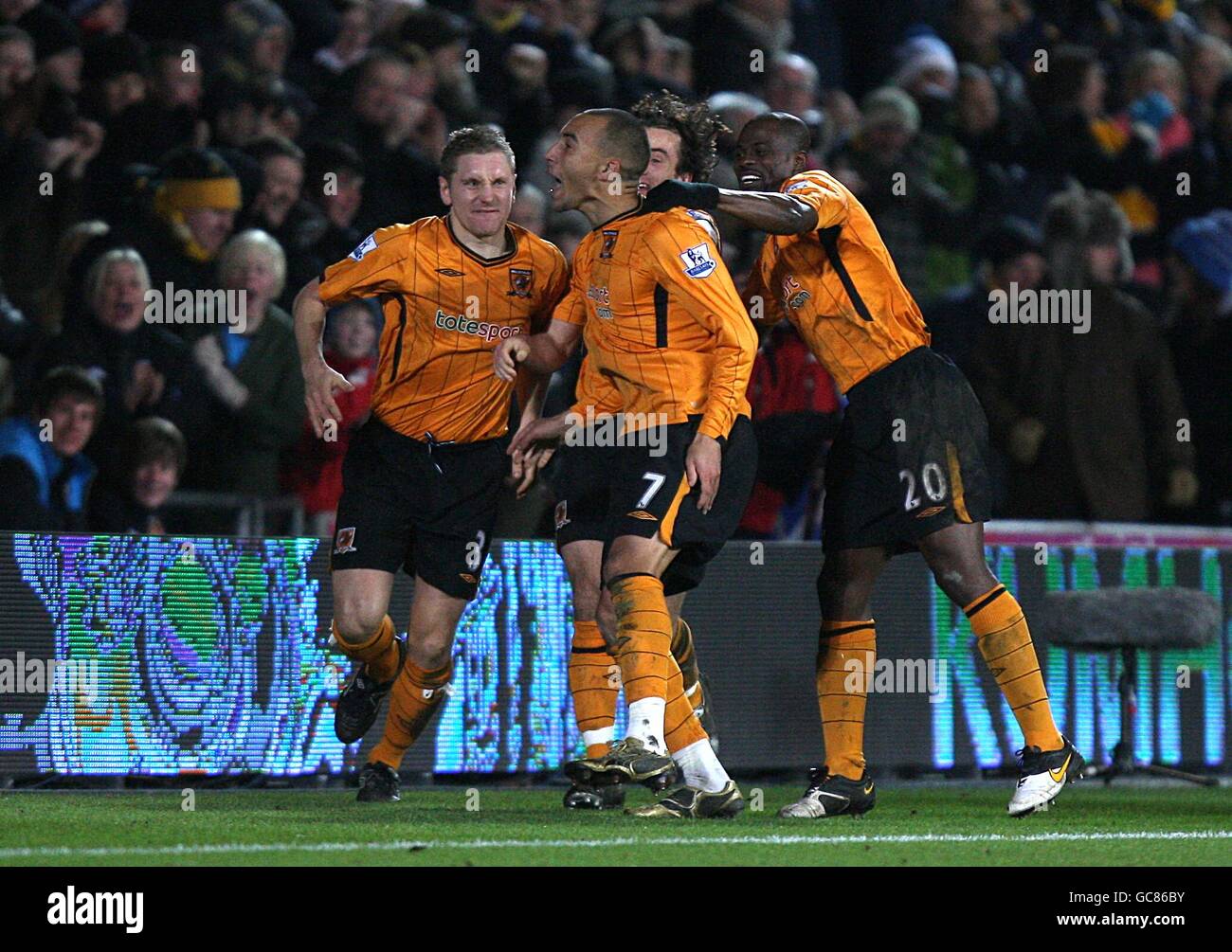 Hull City's Craig Fagan (centre) celebrates with his team mates after ...