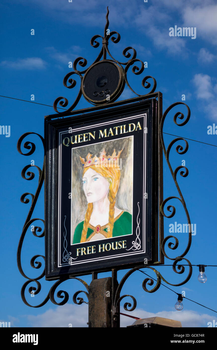 Queen Matilda pub sign in Avening, Gloucestershire, UK Stock Photo - Alamy