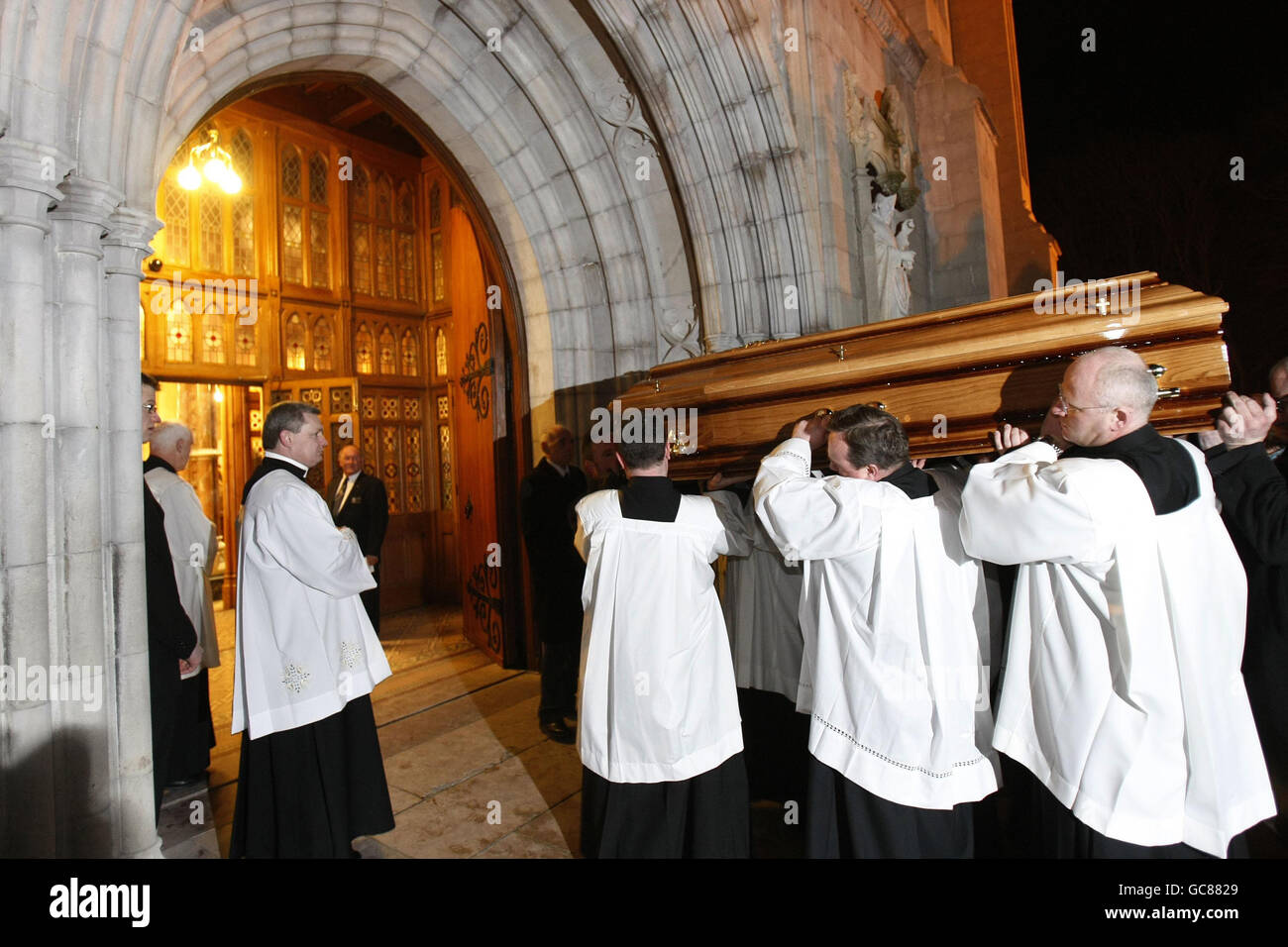 The coffin of Cardinal Cathal Daly former Catholic Primate of all ...