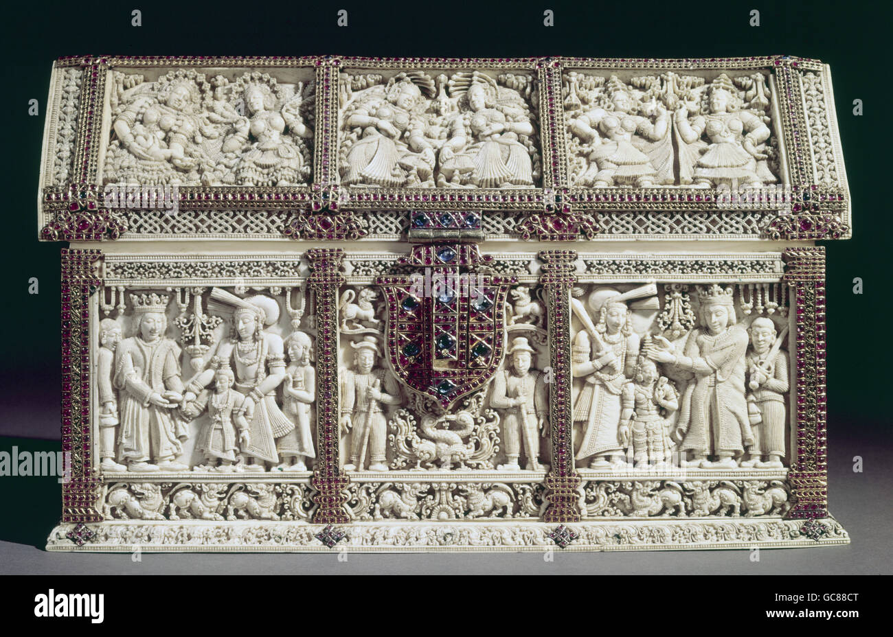fine arts, craft / handcraft, ivory cassette, Ceylon, circa 1540, ivory ...