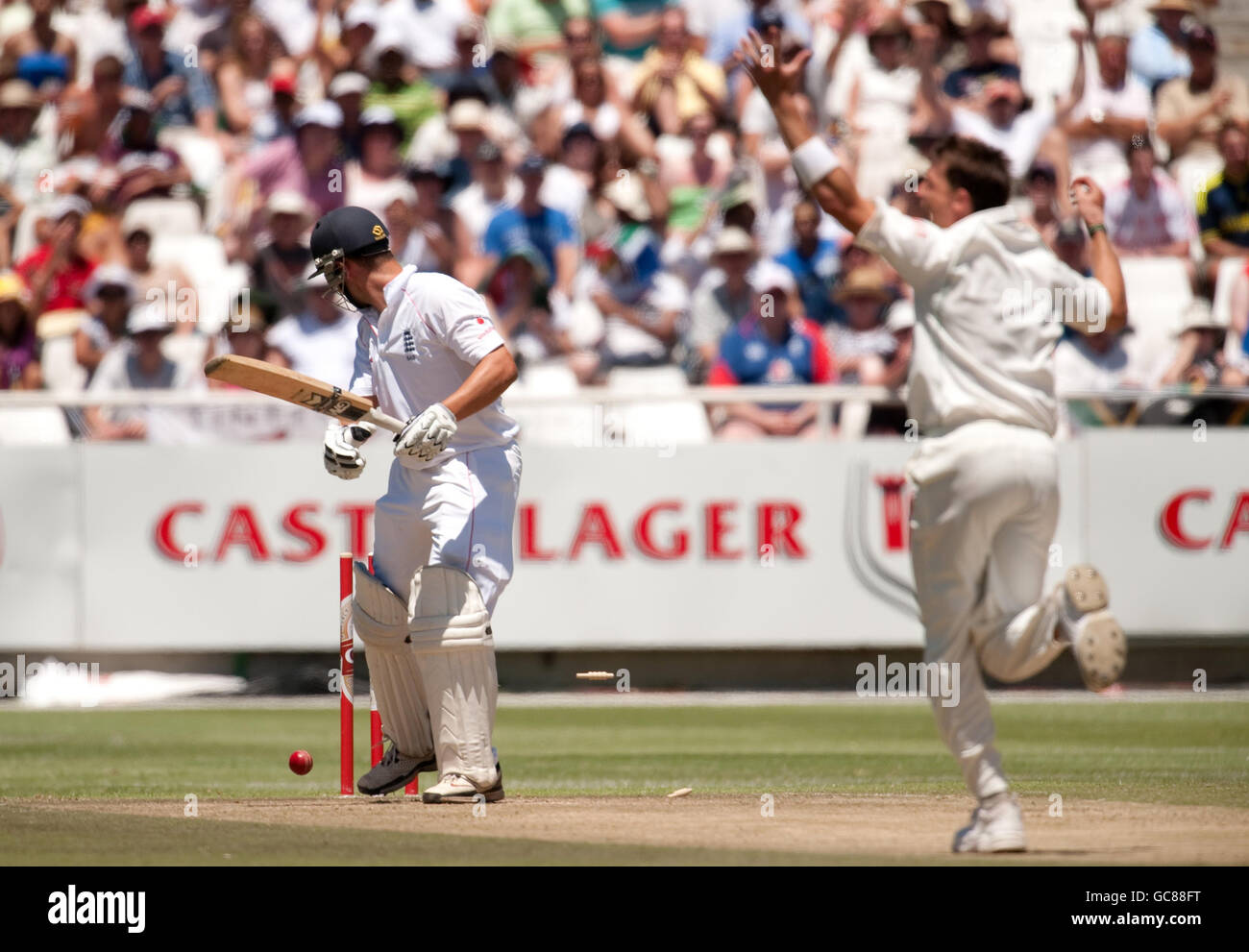 South Africa's Dale Steyn bowls England's Jonathan Trott during the ...