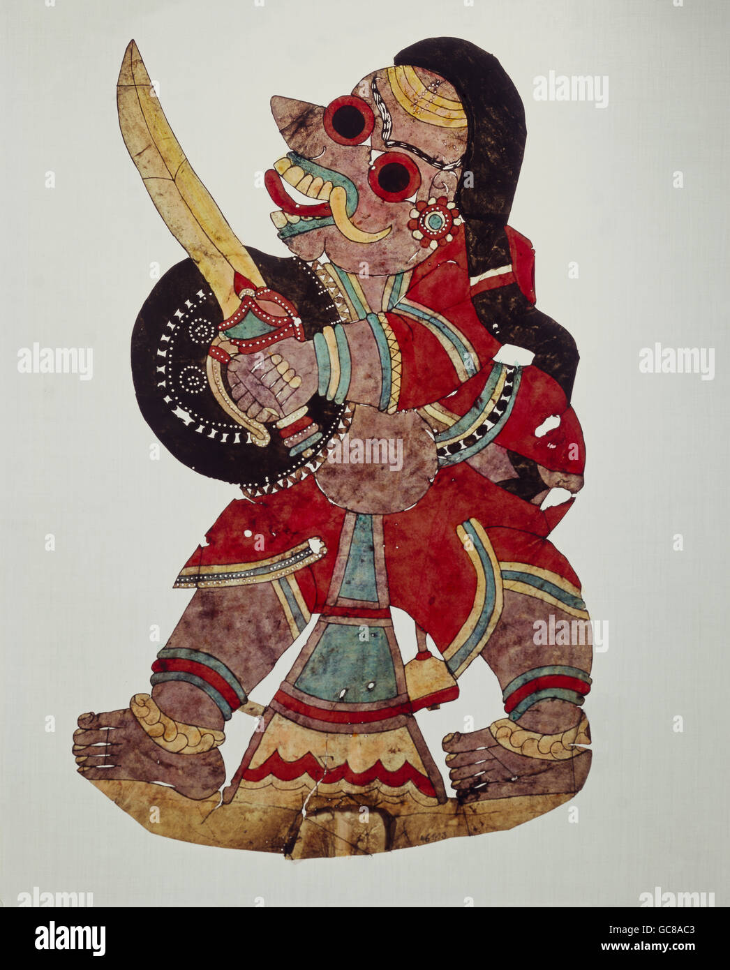 theatre, shadow play, India,demon with sword, vellum cut, Mysore, 19th ...
