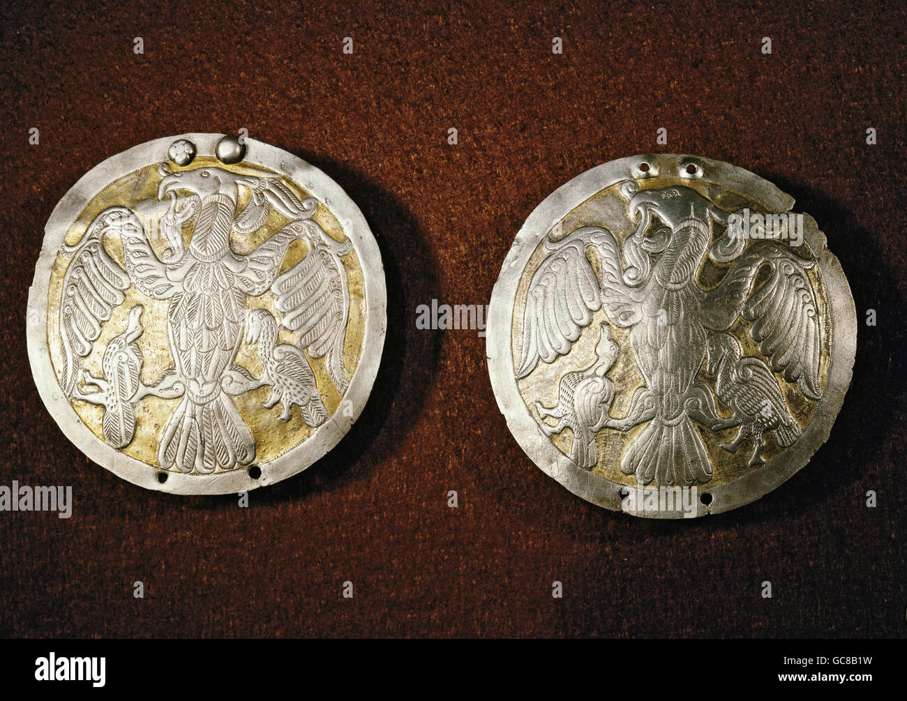 fine arts, middle ages, Eurasian Avars, handcraft, two ornaments disks ...